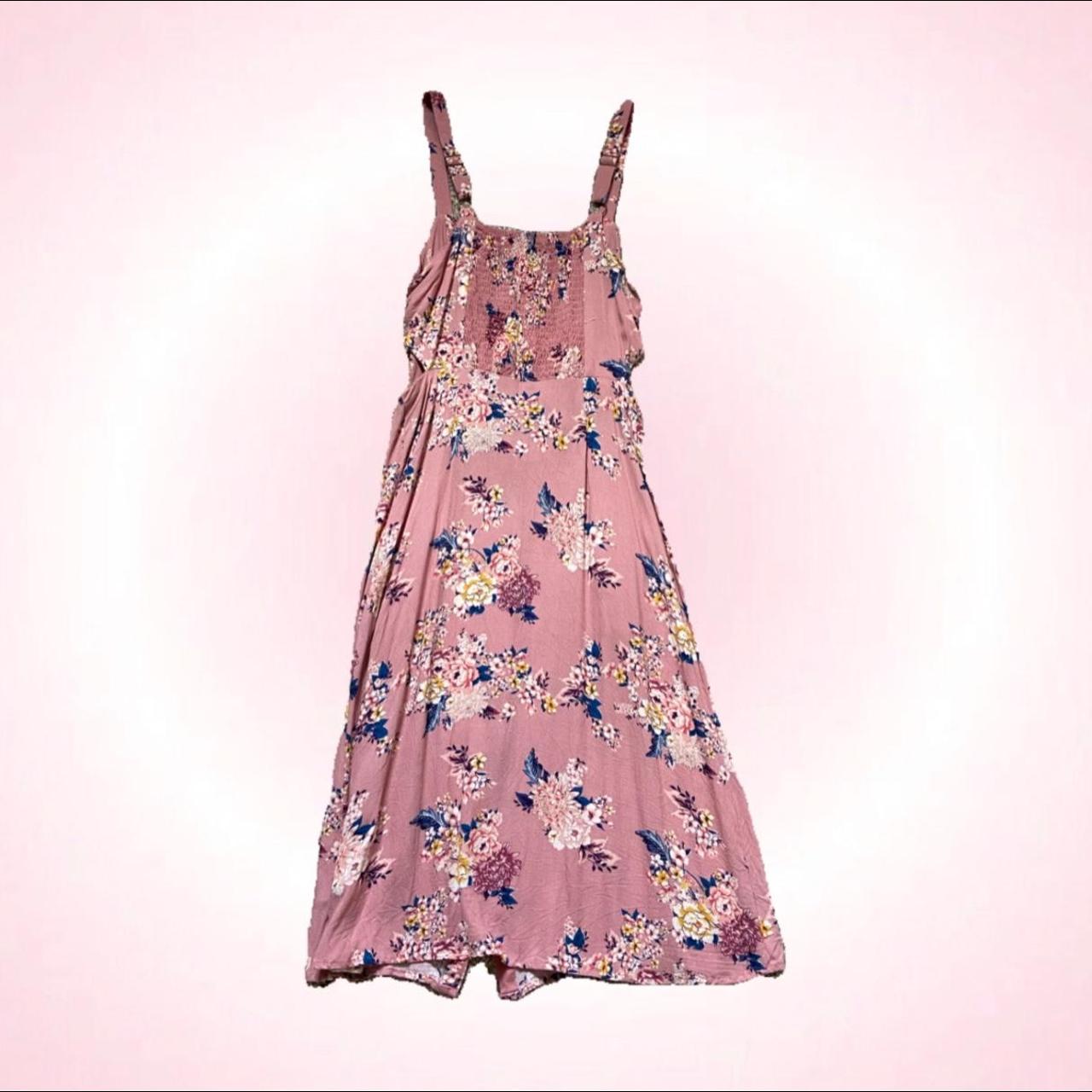 Maude pink button down floral maxi cut out dress.... - Depop