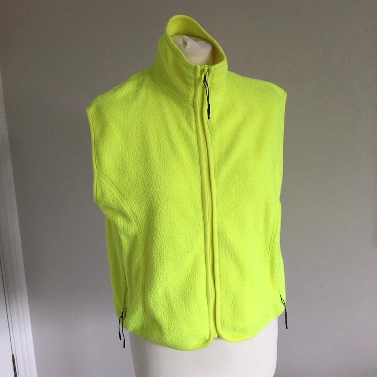 WEEKDAY aluminous yellow gilet, fleece vest size Small - Depop