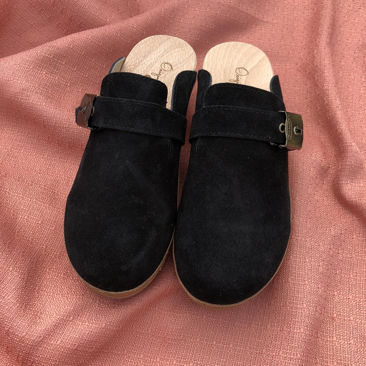 Dr. Scholl’s black platform clogs with wood sole and... - Depop