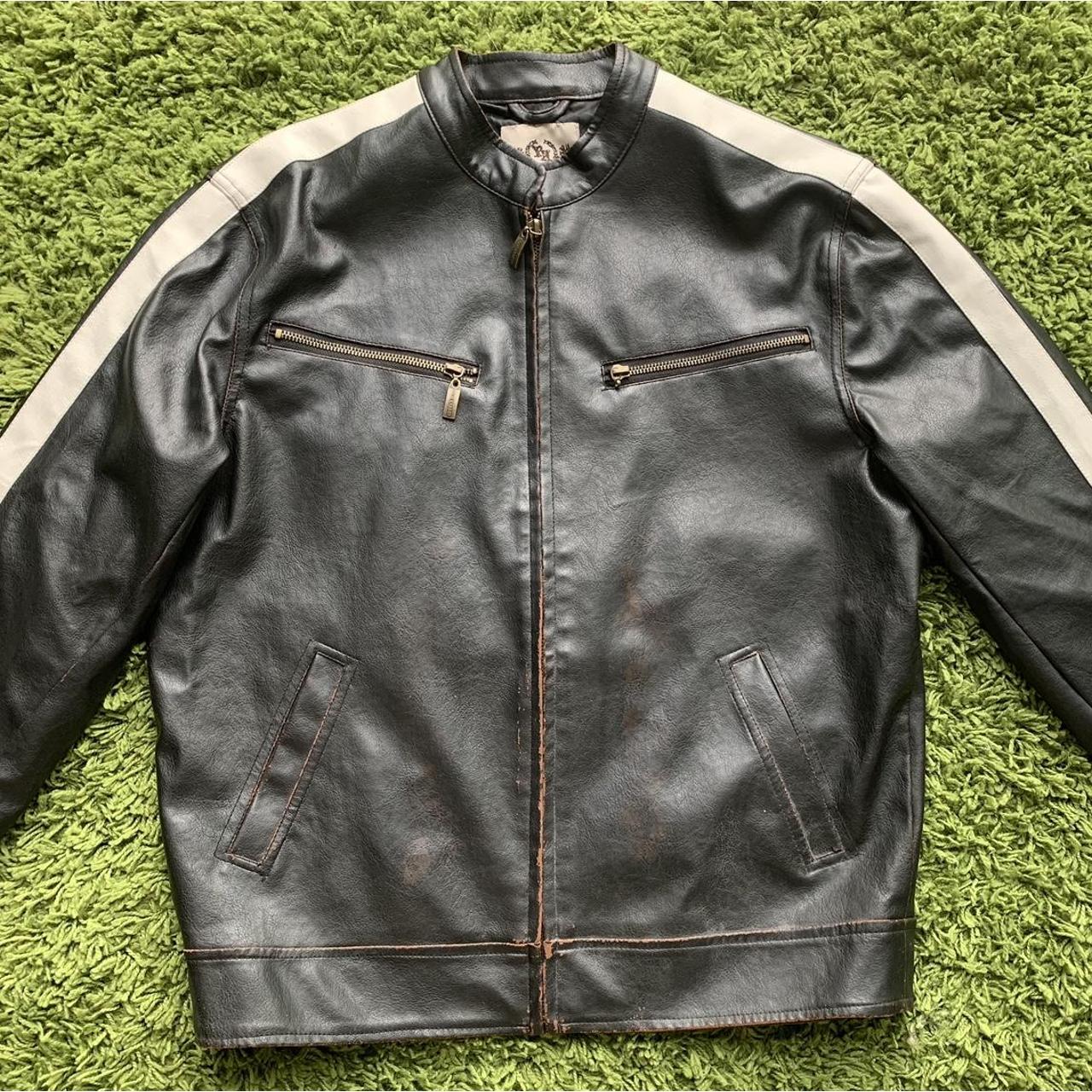 Vintage Leather Jacket Toxic Hazard Black lather... - Depop