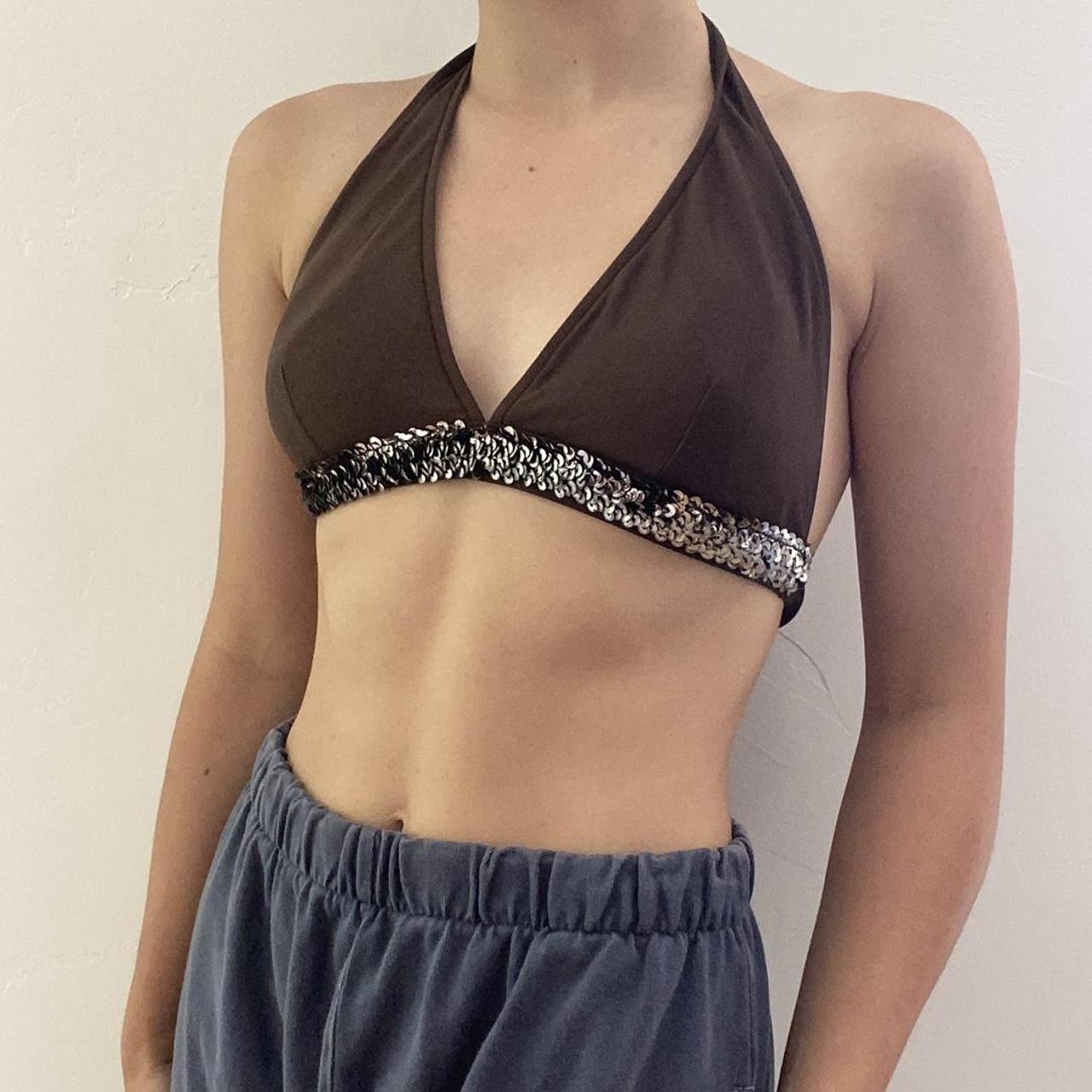y2k brown bikini halter top y2k brown bikini top... - Depop