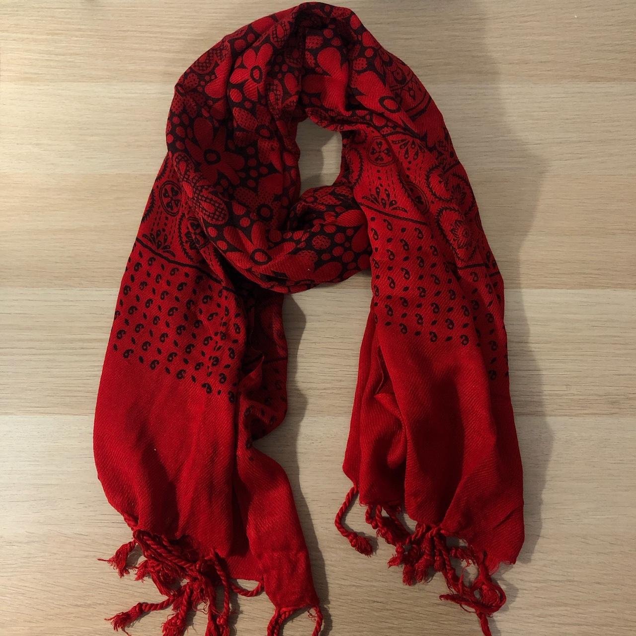 Women's Red and Black Scarf-wraps | Depop