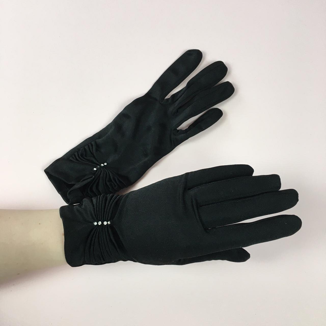 New fancy ruched black gloves with subtle rhinestone... - Depop