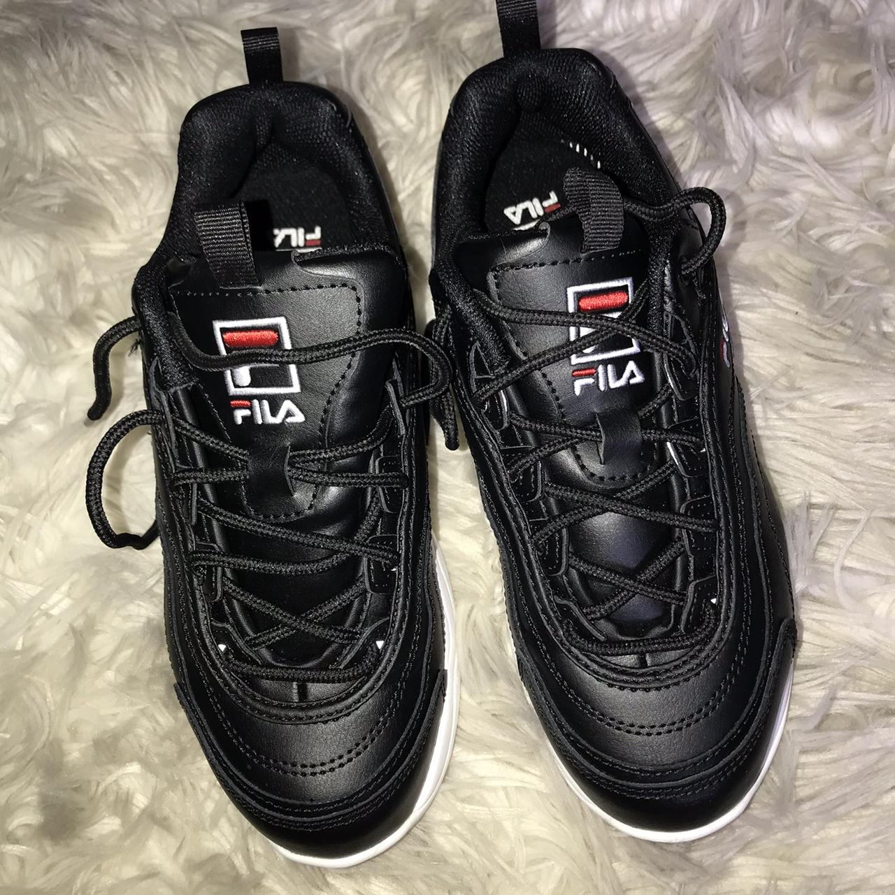 Fil D- Formation. Black fila shoes Size: 7.5 in... - Depop