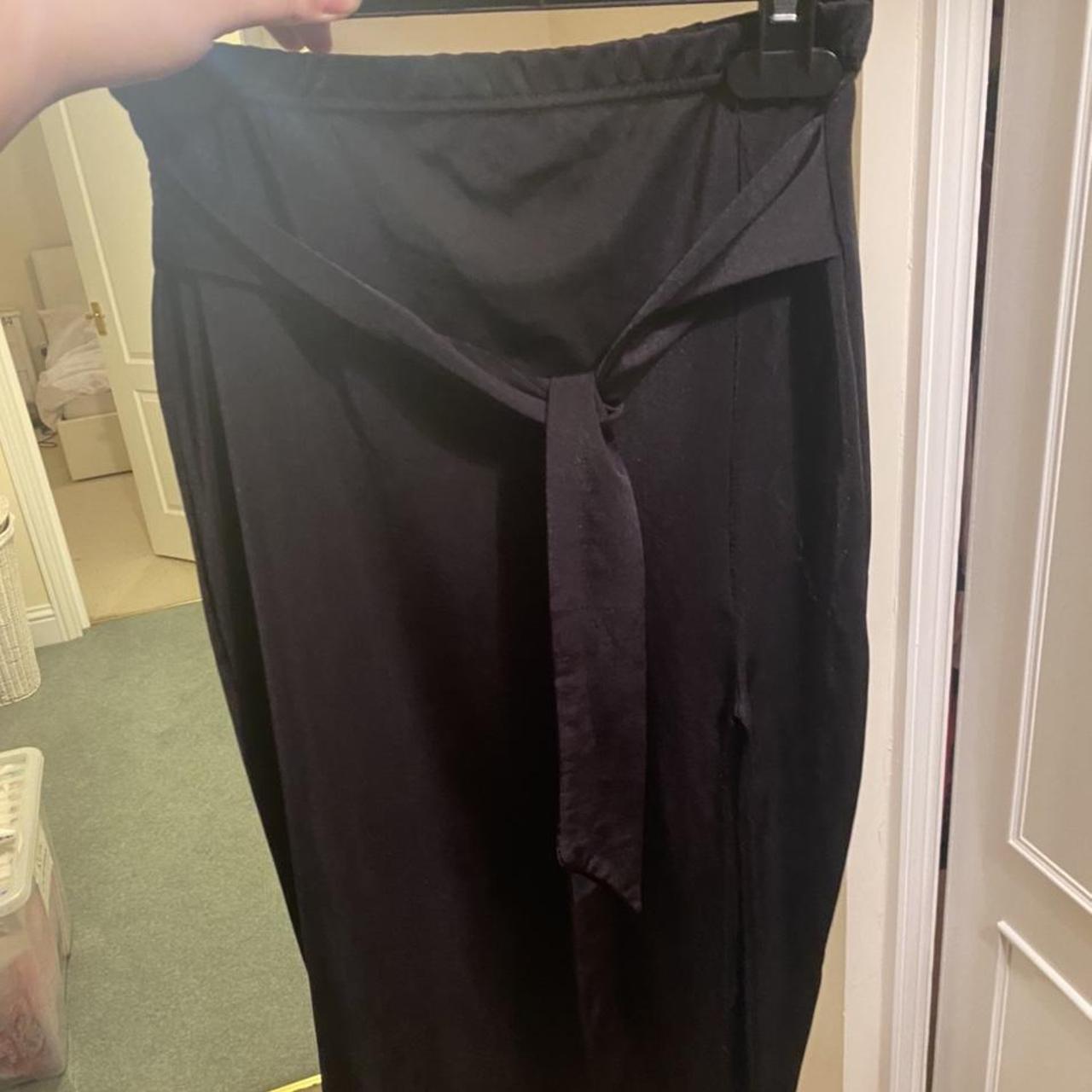 Black split leg skirt #blackskirt #splitlegskirt... - Depop