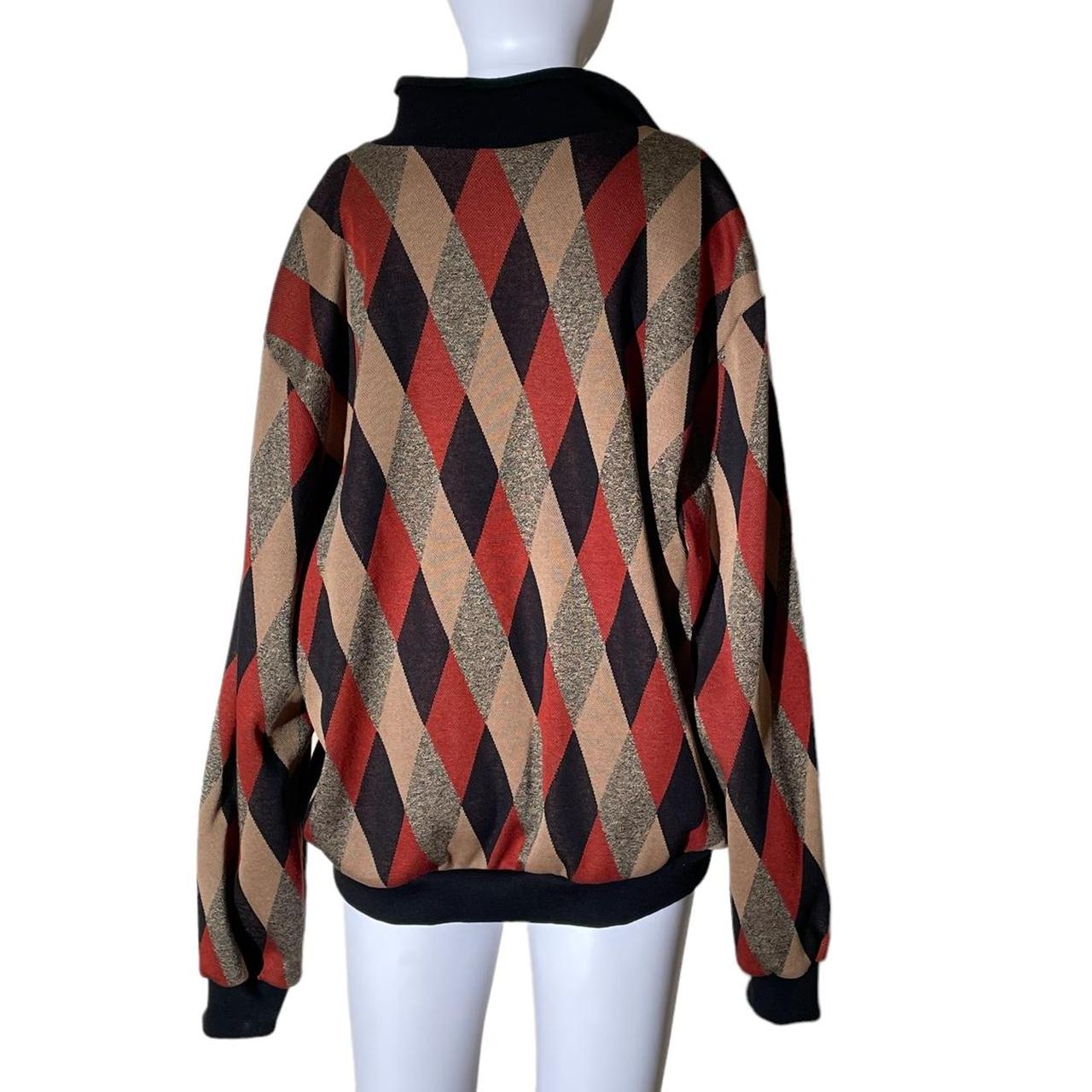 Vintage 70s geometric sweater Size L Bust:... - Depop