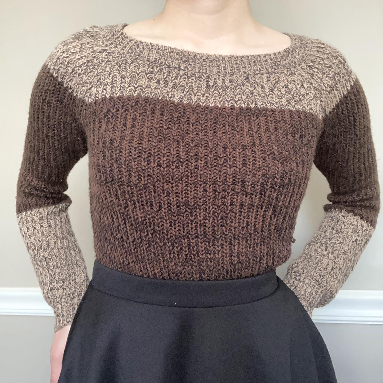 Brown Knitted Sweater ☆ normal signs of wear size... - Depop