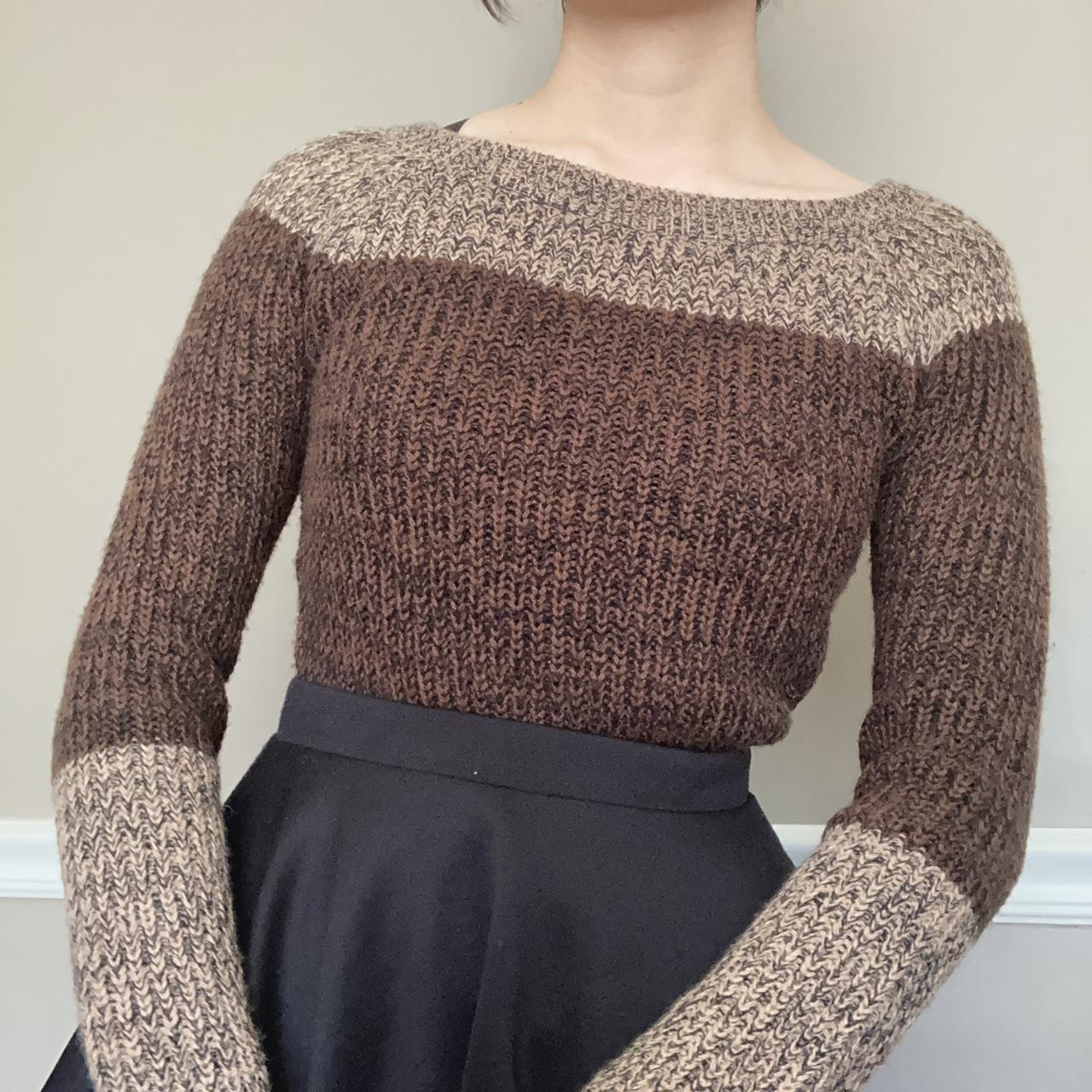Brown Knitted Sweater ☆ normal signs of wear size... - Depop