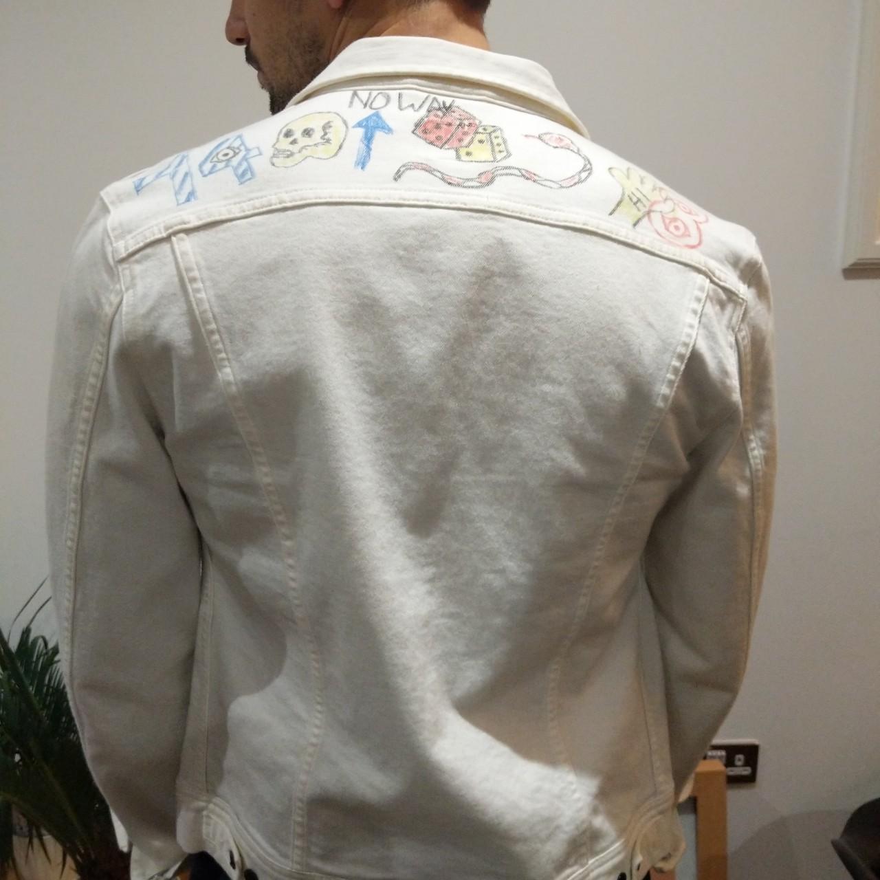 White Lee jeans denim jacket in white with stamp on... - Depop