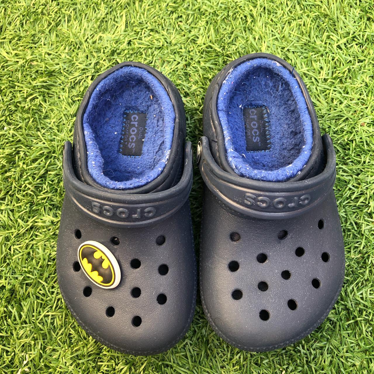 Kids fur lined crocs Size c 9 - Depop