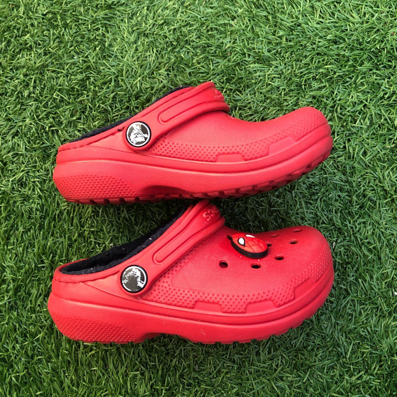 Kids fur lined crocs Size c 10 - Depop