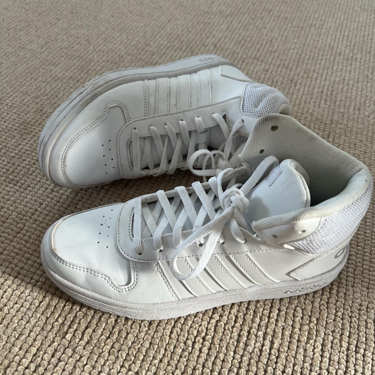 White Adidas Hoops Mid Shoes - No Box - Depop