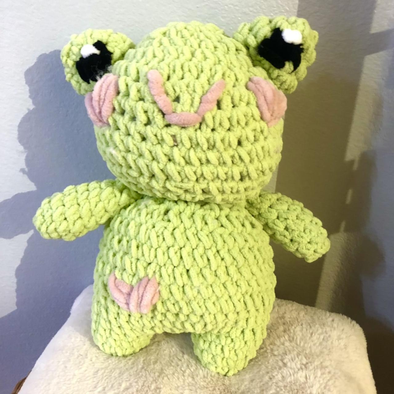 🍄handmade crochet froggy plush🍄 fuzzy large... - Depop