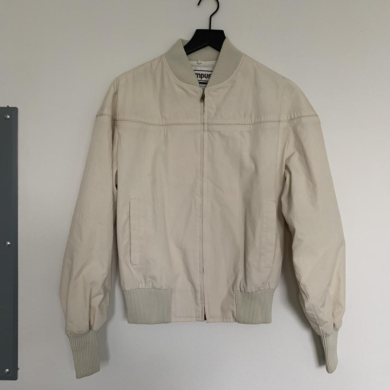 vintage cream lightweight bomber jacket.... - Depop