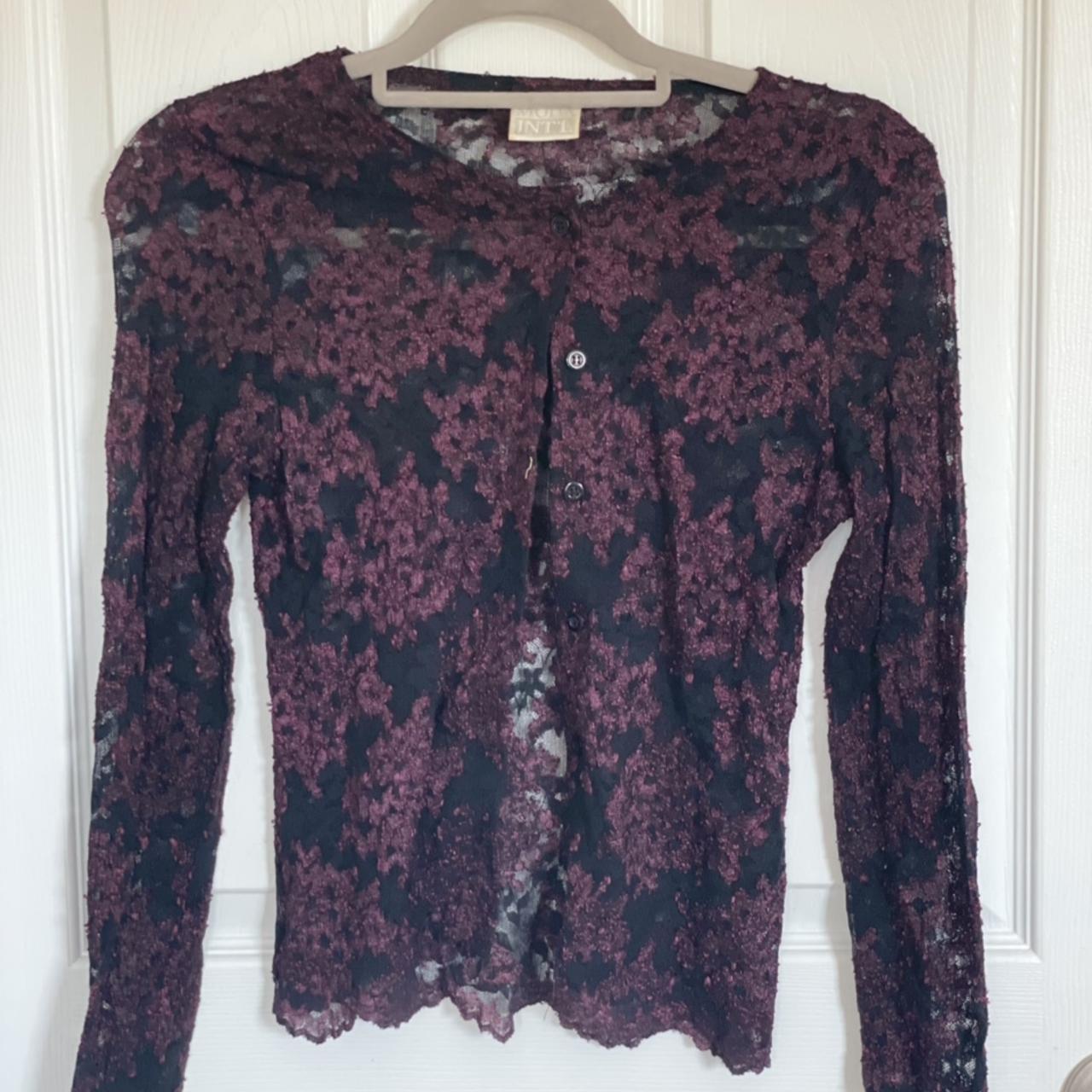 Awesome vintage sheer lace button up top Preloaded... - Depop