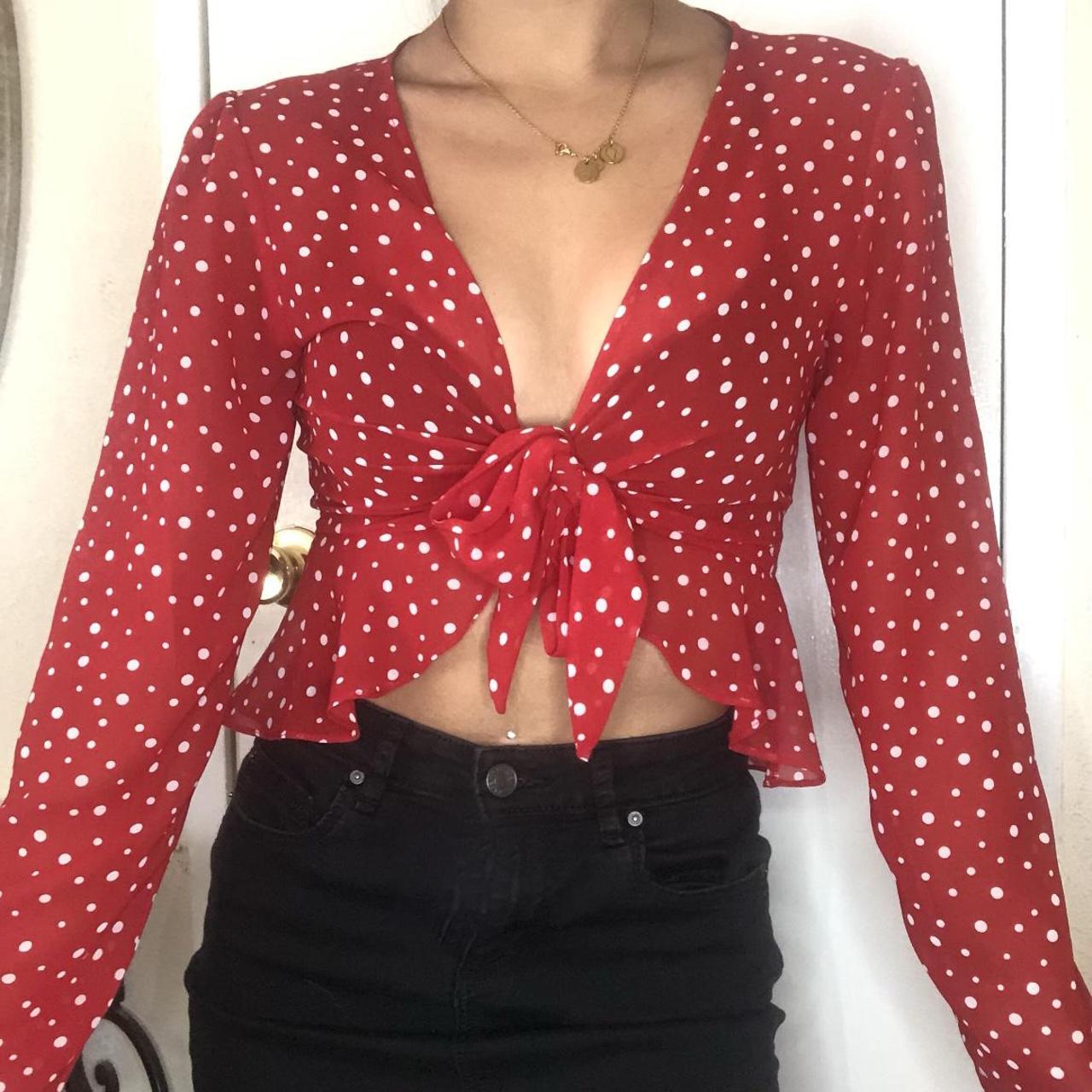 Cute red long sleeve crop top from urban outfitters.... - Depop
