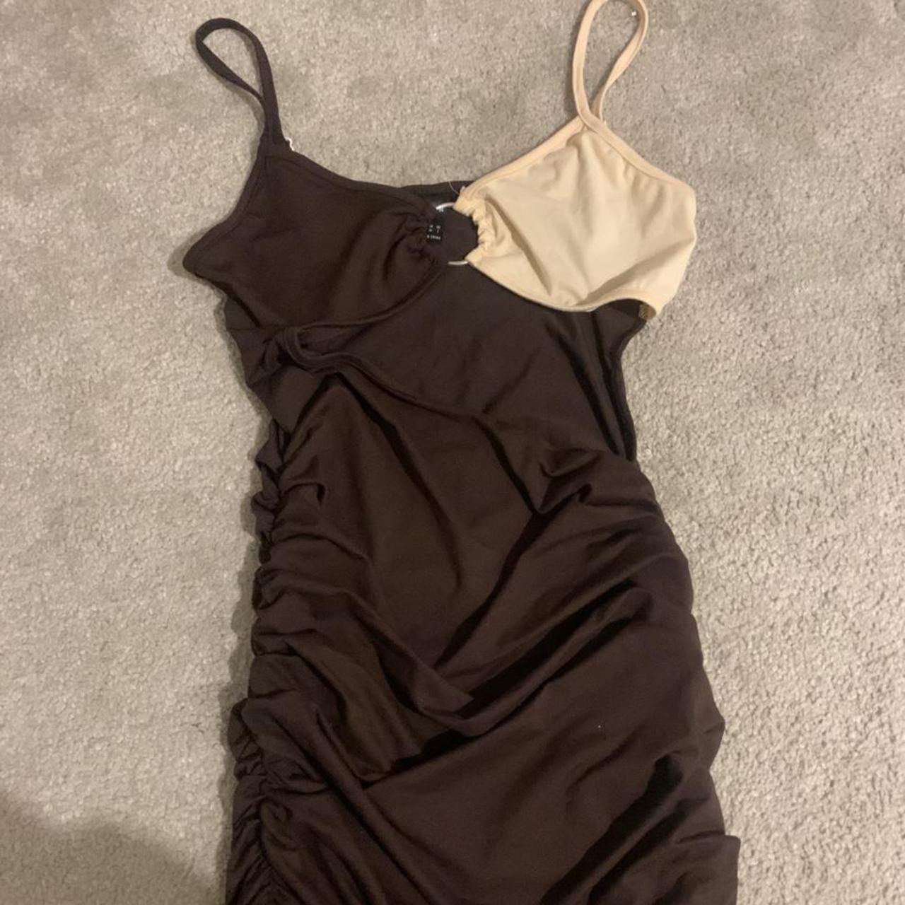 selling this gorge cut out brown dress so cute never... - Depop