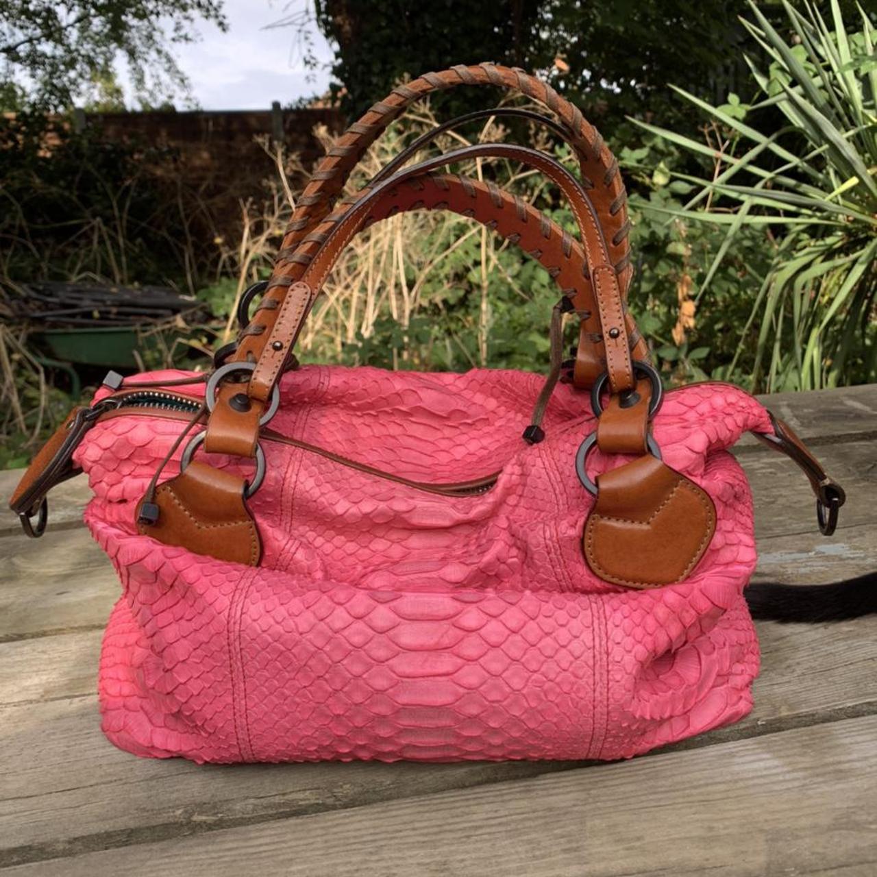 Pauric Sweeney Python Skin Bag with tan leather... - Depop