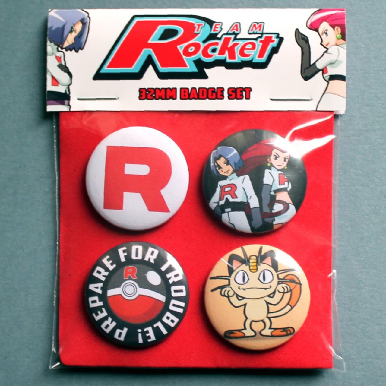Team Rocket from Pokemon Badges, badge set of 4x... - Depop