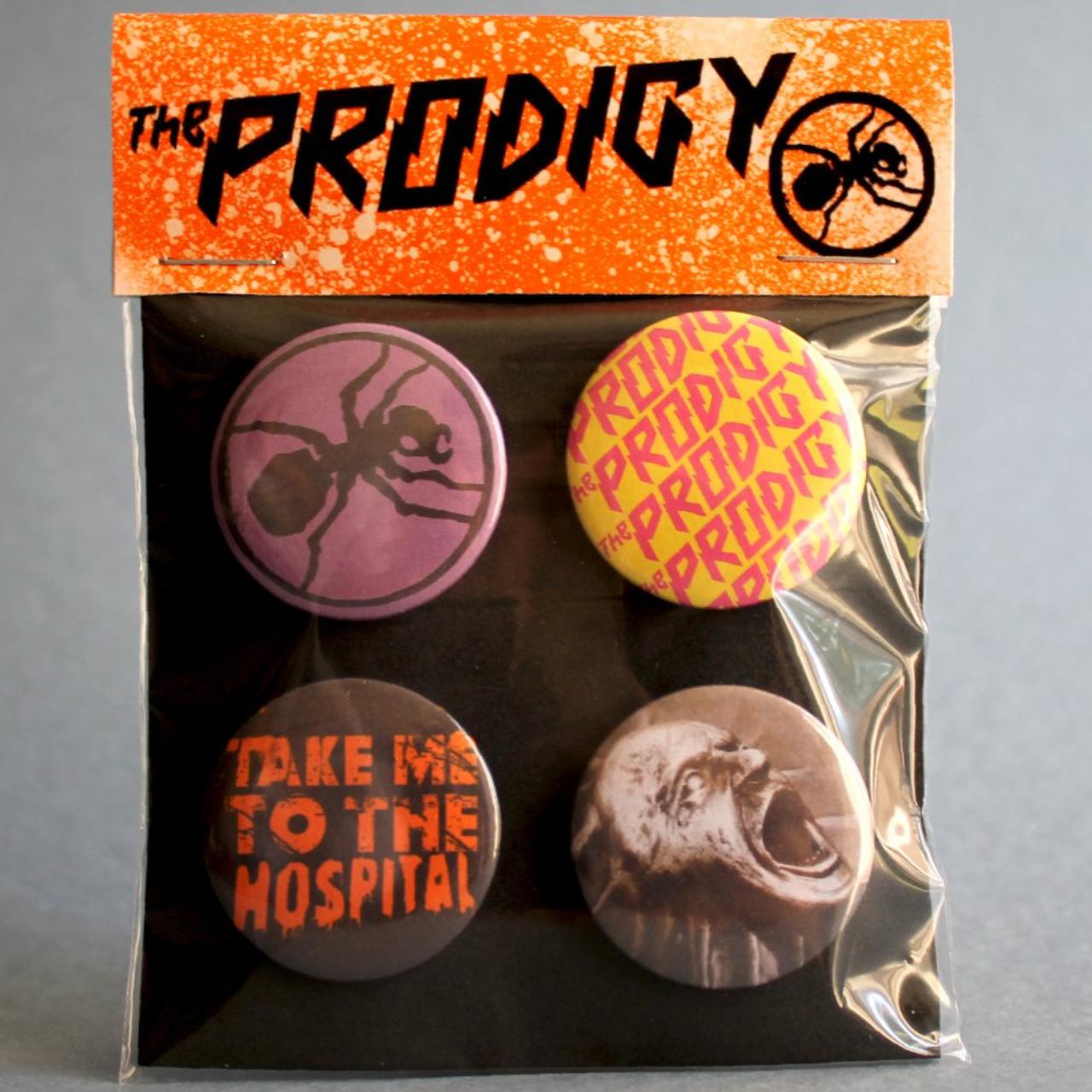 The Prodigy, badge set of 4x 32mm metal pin back... - Depop