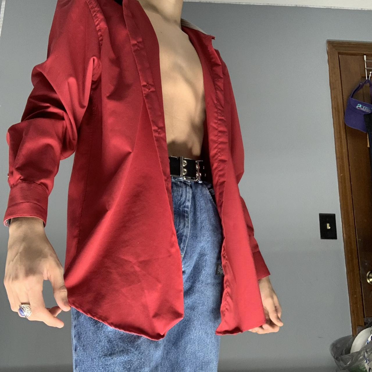 Buffalo Red Button Up -Medium -Slim Stretch... - Depop