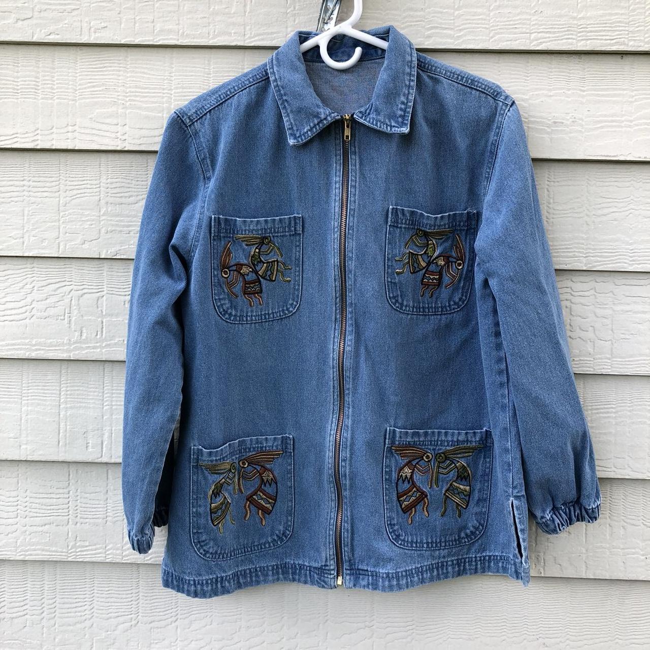 Vintage Zip Up Denim Jacket Denim zip up jacket... - Depop