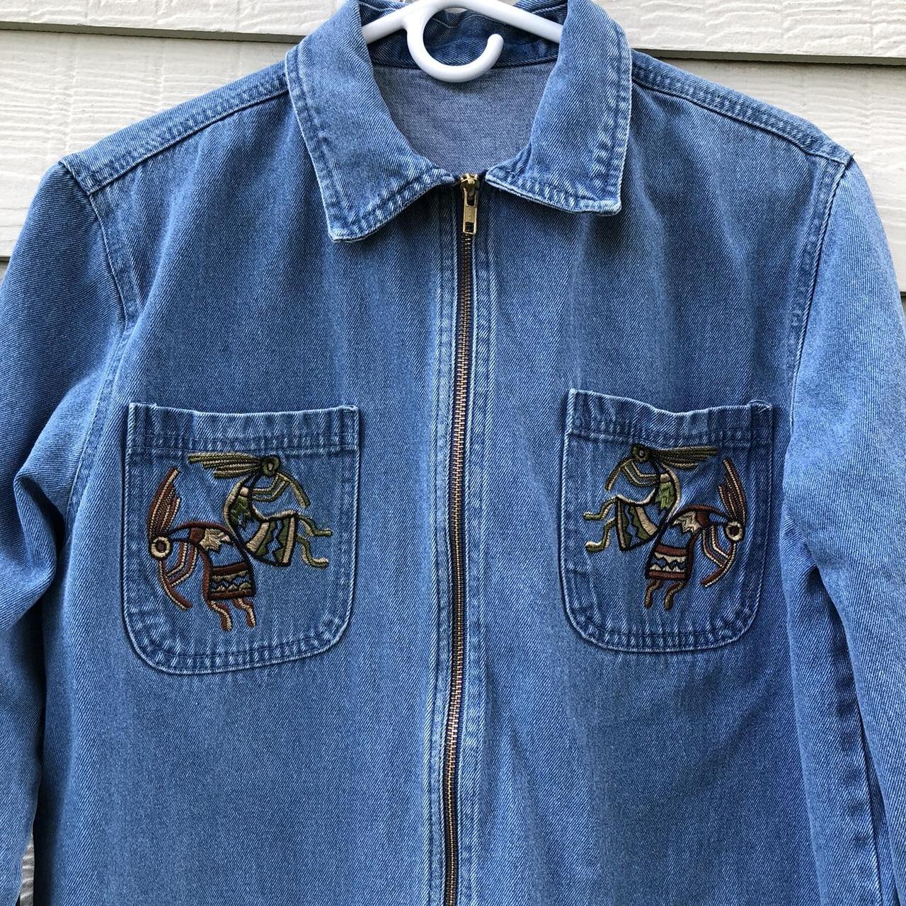 Vintage Zip Up Denim Jacket Denim zip up jacket... - Depop