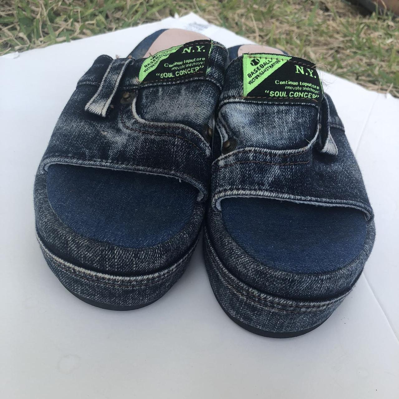 Denim Platform Slip Ons Platform denim slip ons!... - Depop
