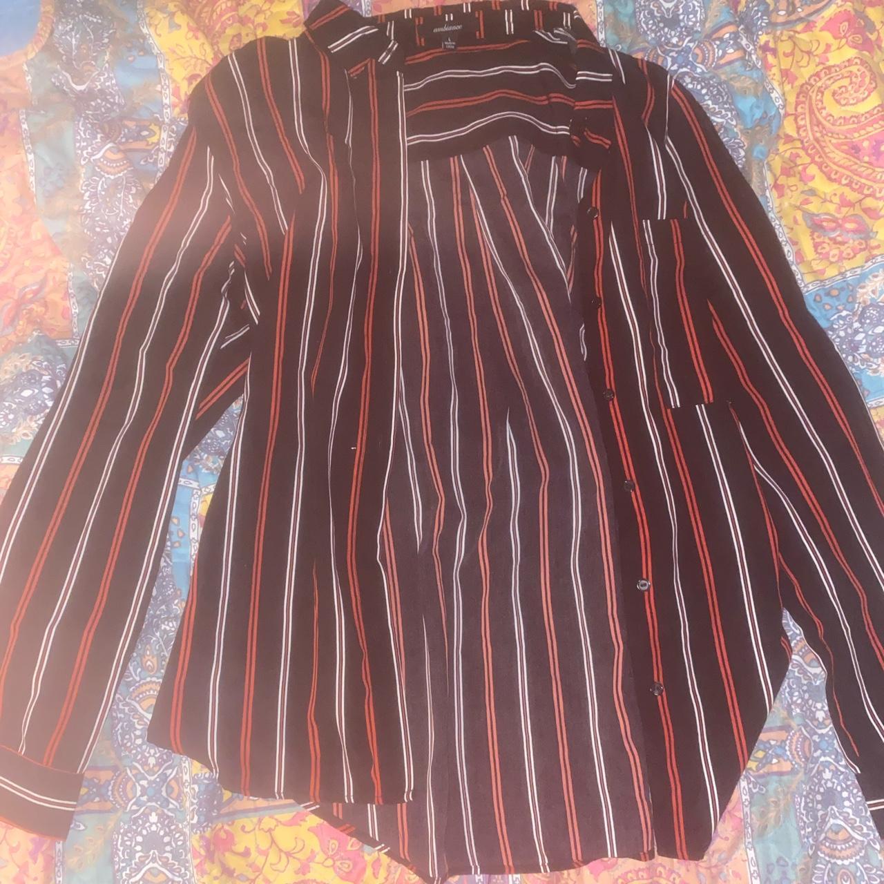 Ambiance Apparel Women's Red and Black Blouse | Depop