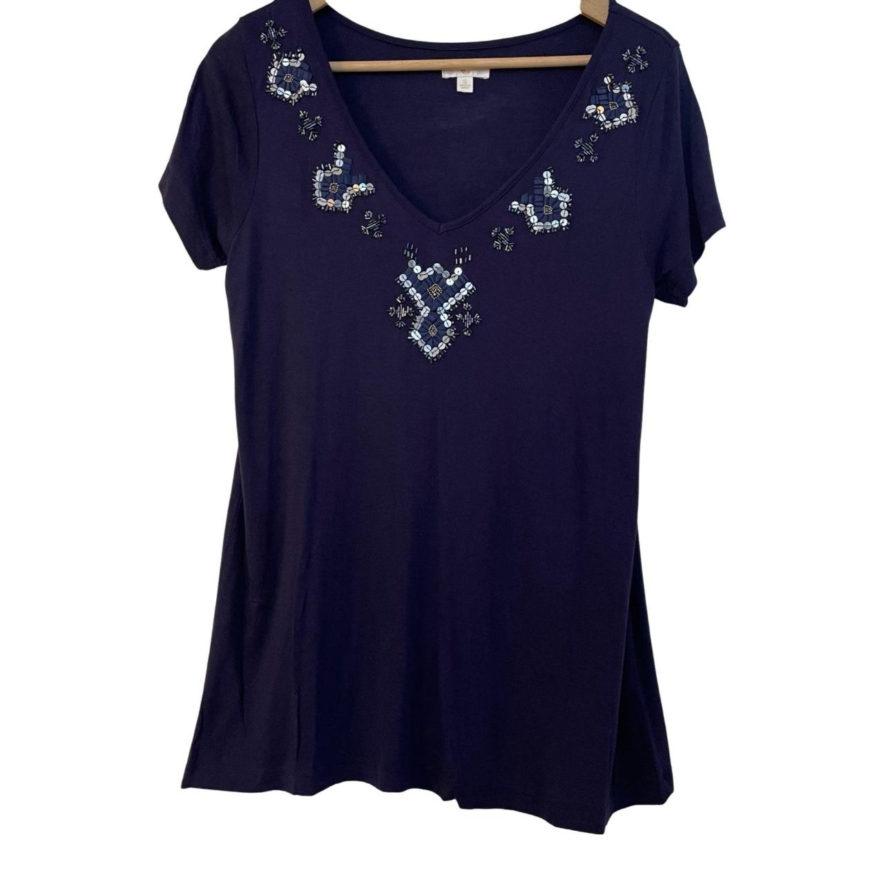 Charming Charlie Women's Blue T-shirt | Depop