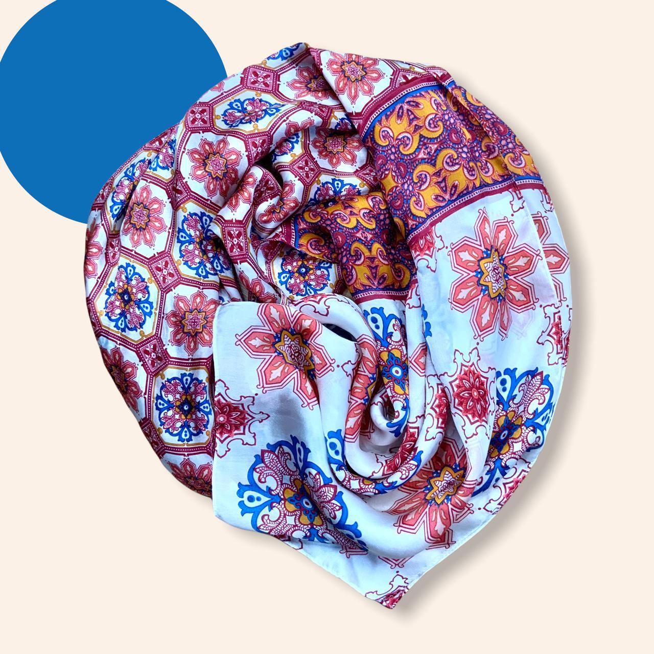 Women's White and Red Scarf-wraps | Depop