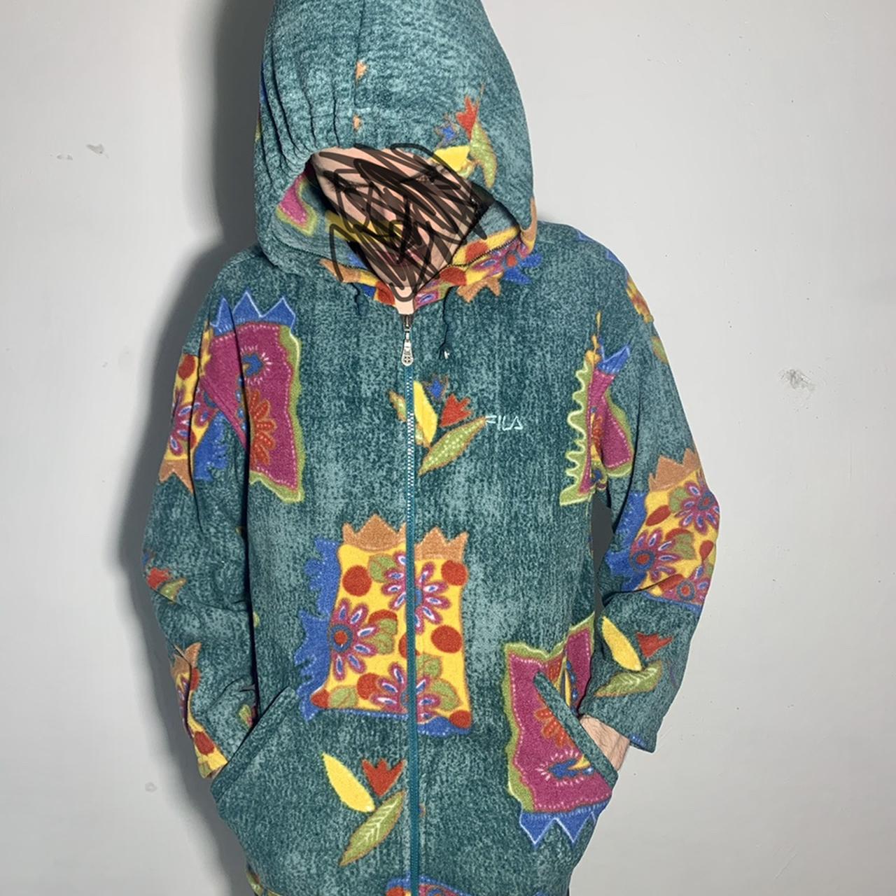 FILA siq flower pattern multi color fleece zip up... - Depop
