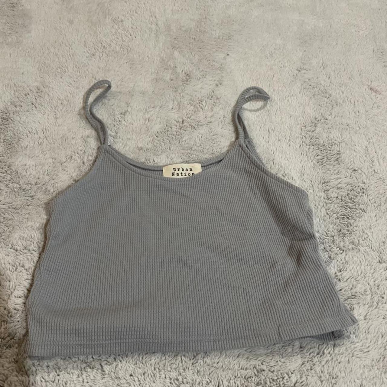 Urban Nation ribbed crop spaghetti strap tee Size:... - Depop