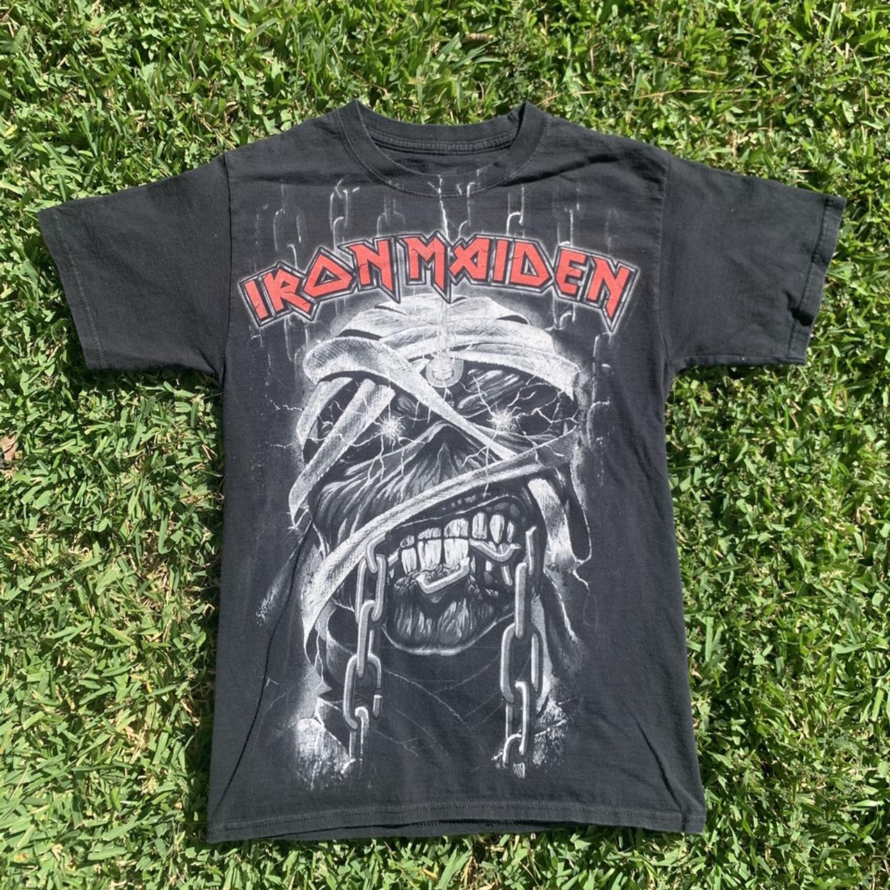 sick iron maiden band tee cool graphic no major... - Depop