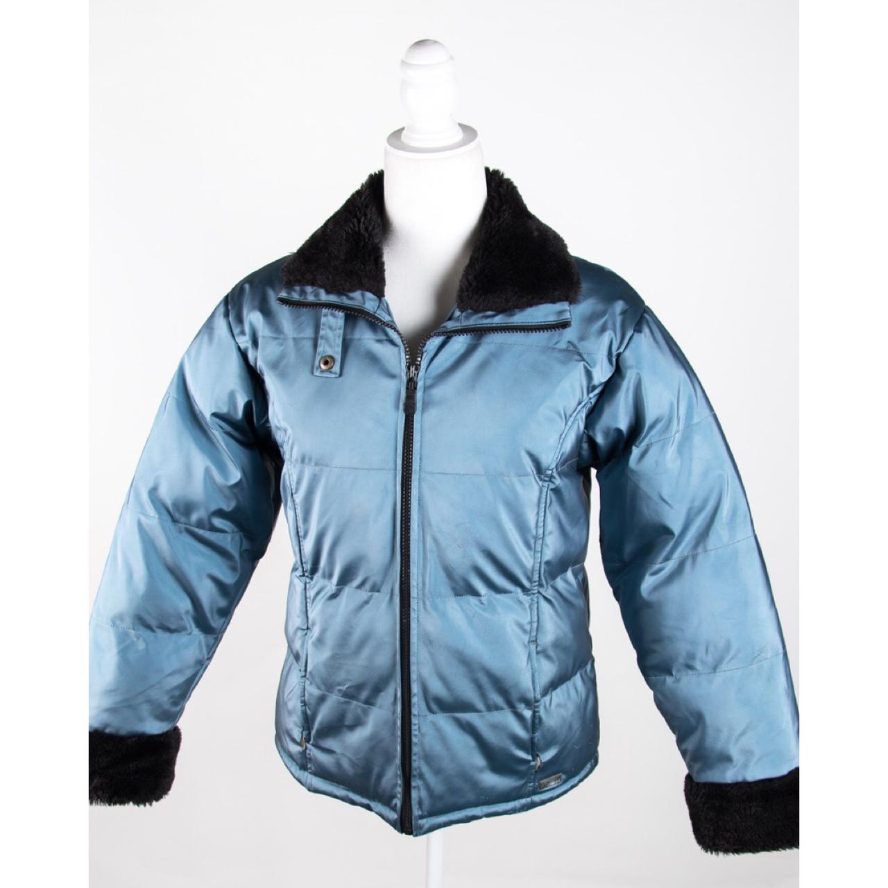 2000s iridescent puffer jacket, marked as women’s L,... - Depop