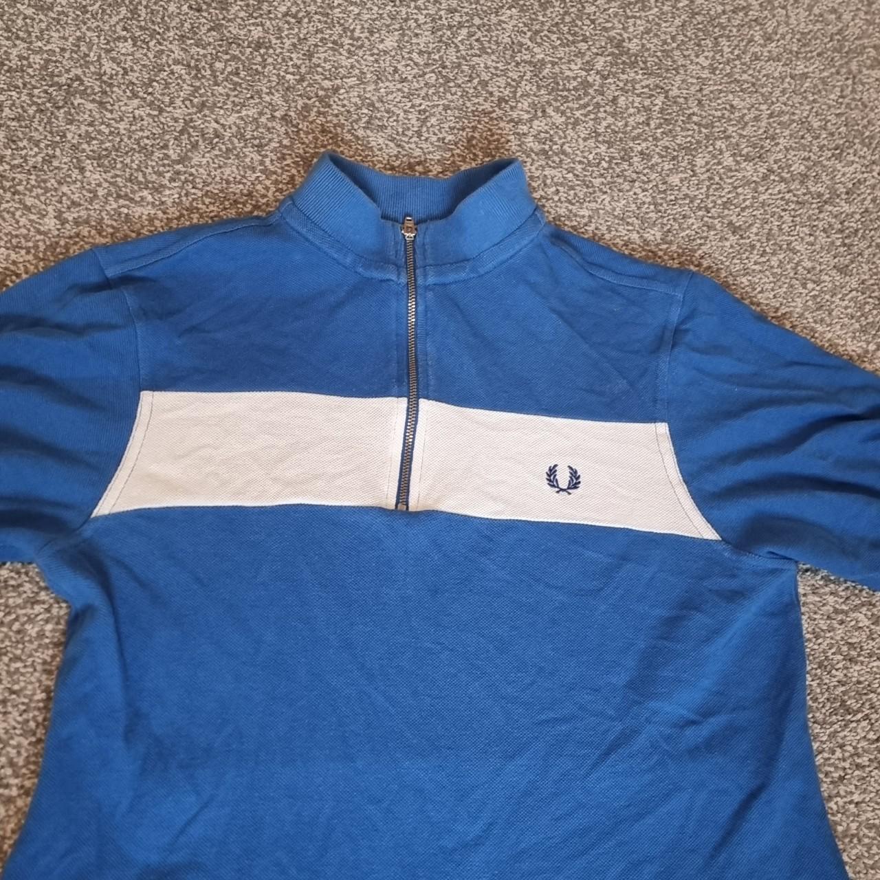 Bradley Wiggins Fred Perry Polo Blue and White Size... - Depop