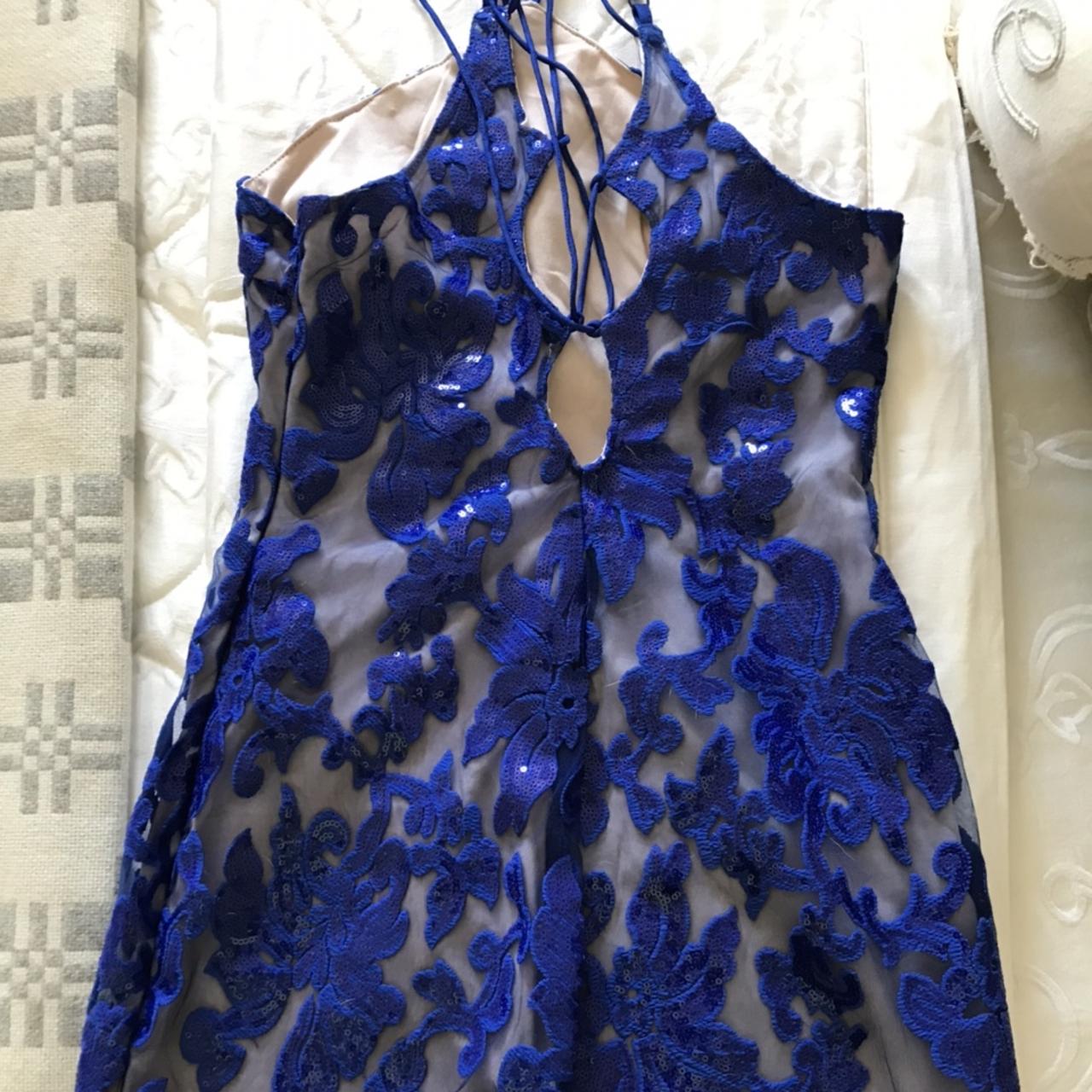 Blue sequin stunning ASOS dress. Size 10. Only worn... - Depop