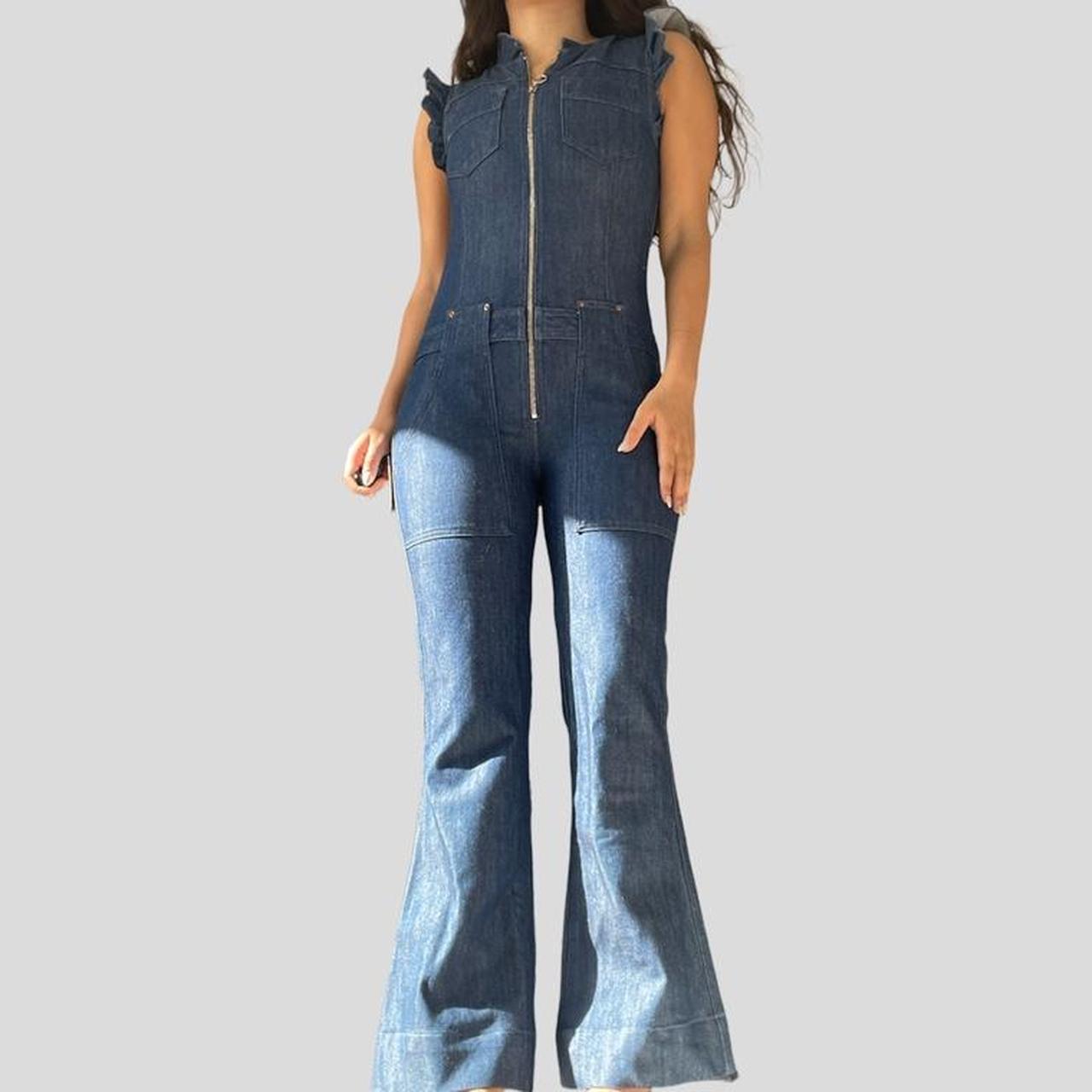 Missoni denim jeans boiler suit / jumpsuit flared... - Depop