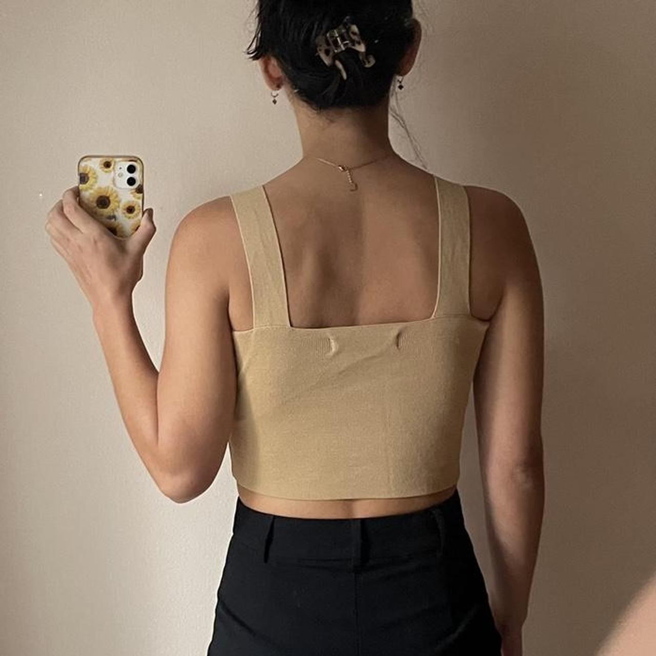 Women's Tan Crop-top | Depop