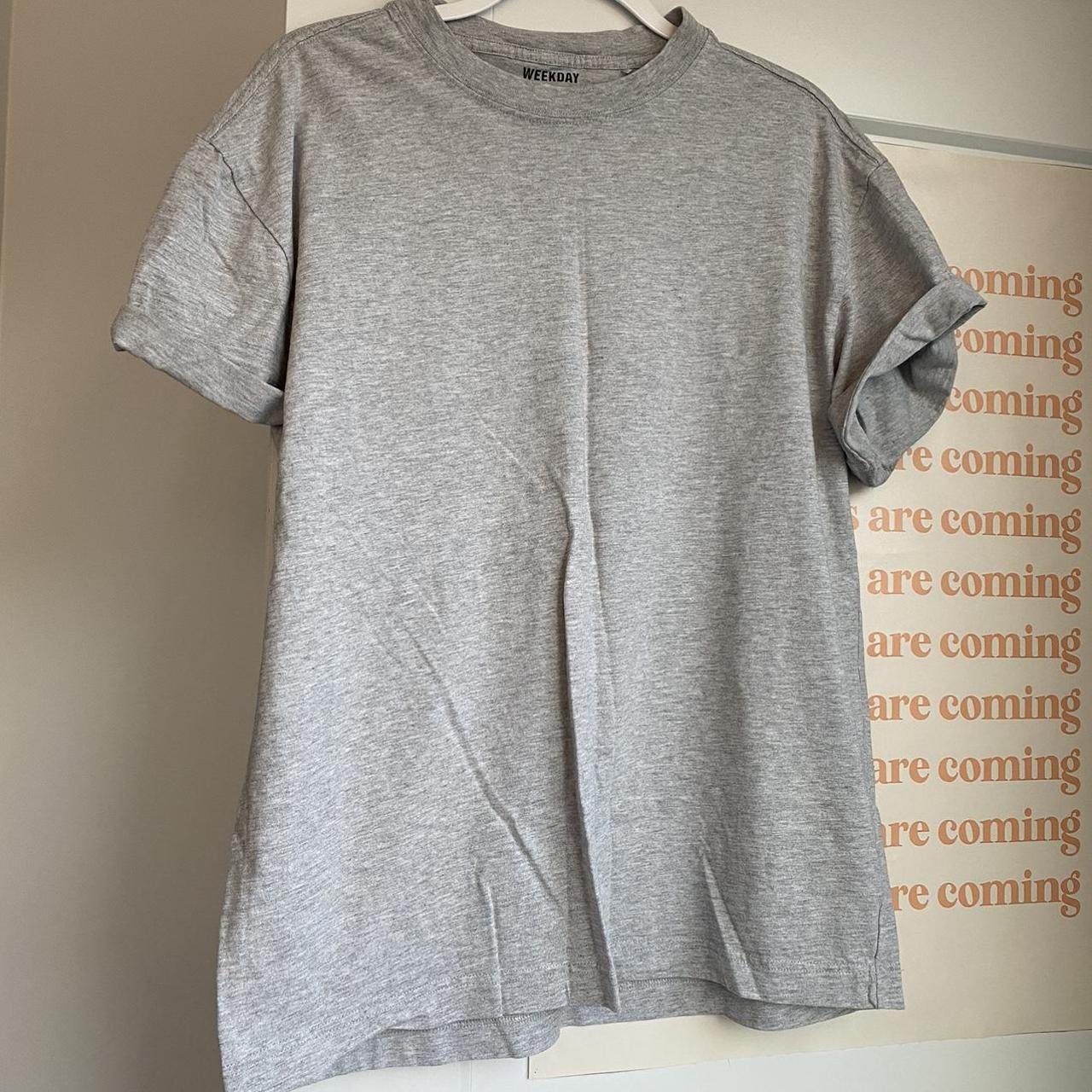 Weekday Gray Basic Tee Size M | oversized Heather... | Depop