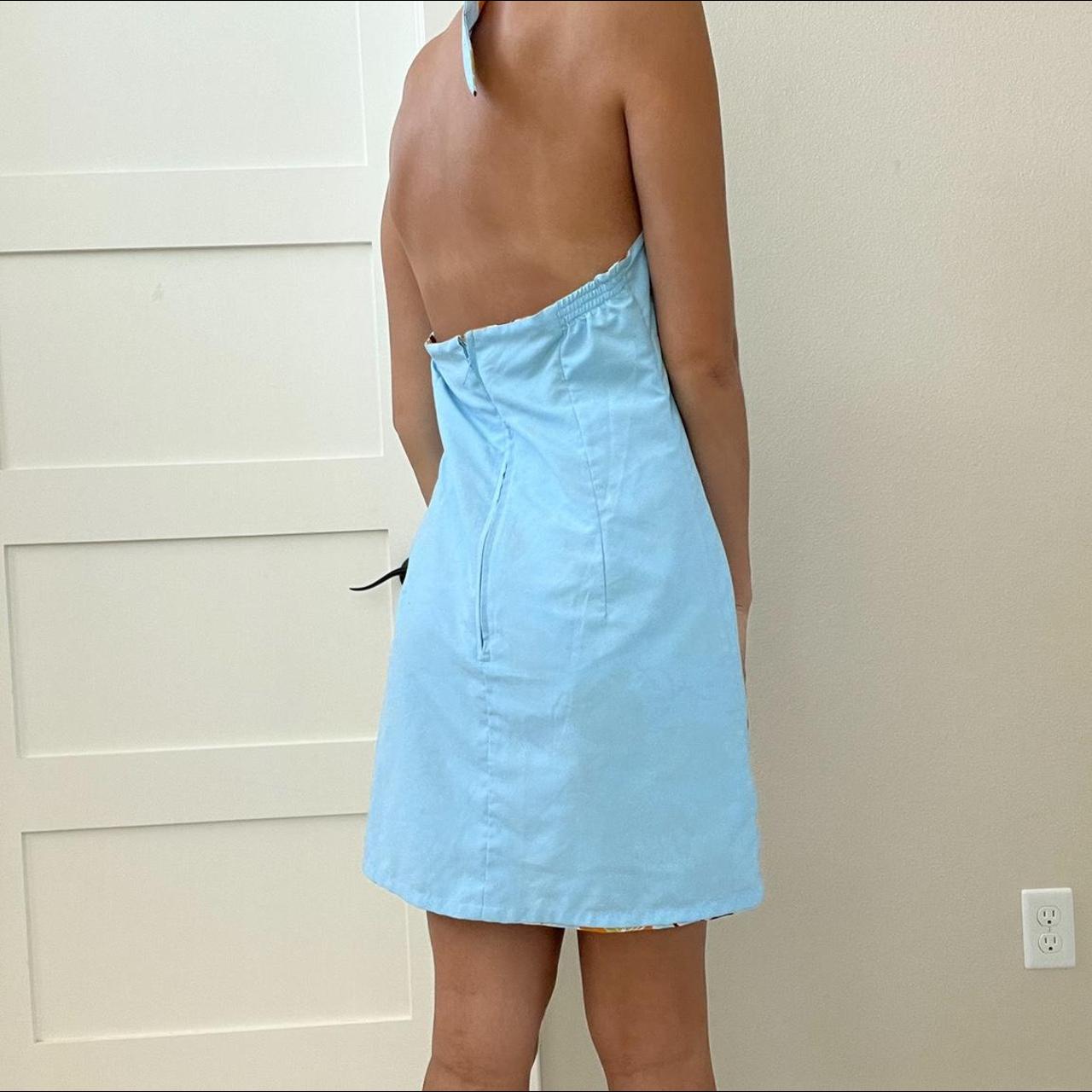 Reversible hibiscus print mini dress Halter tie... - Depop