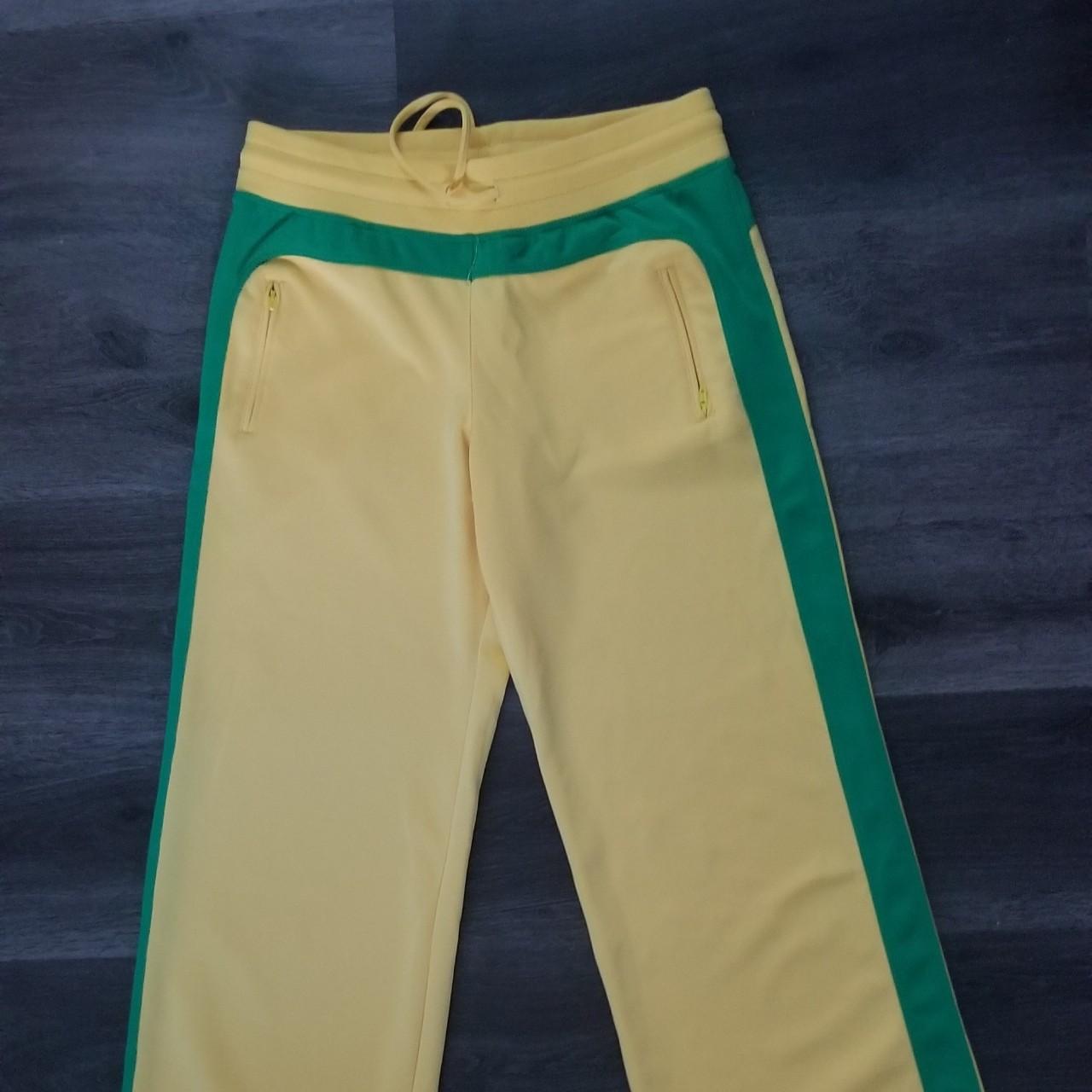 Tracksuit green yellow Jacket with zip Pants is wide... - Depop