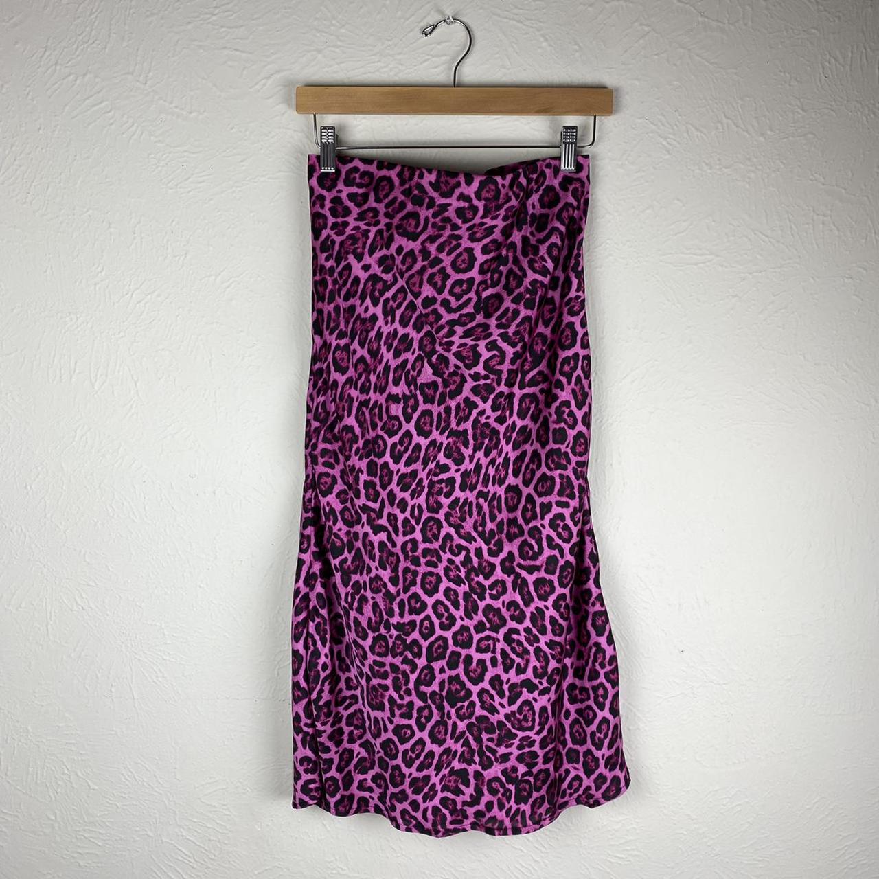 Leith Leopard Print Satin Slip Midi Skirt In Hot Depop