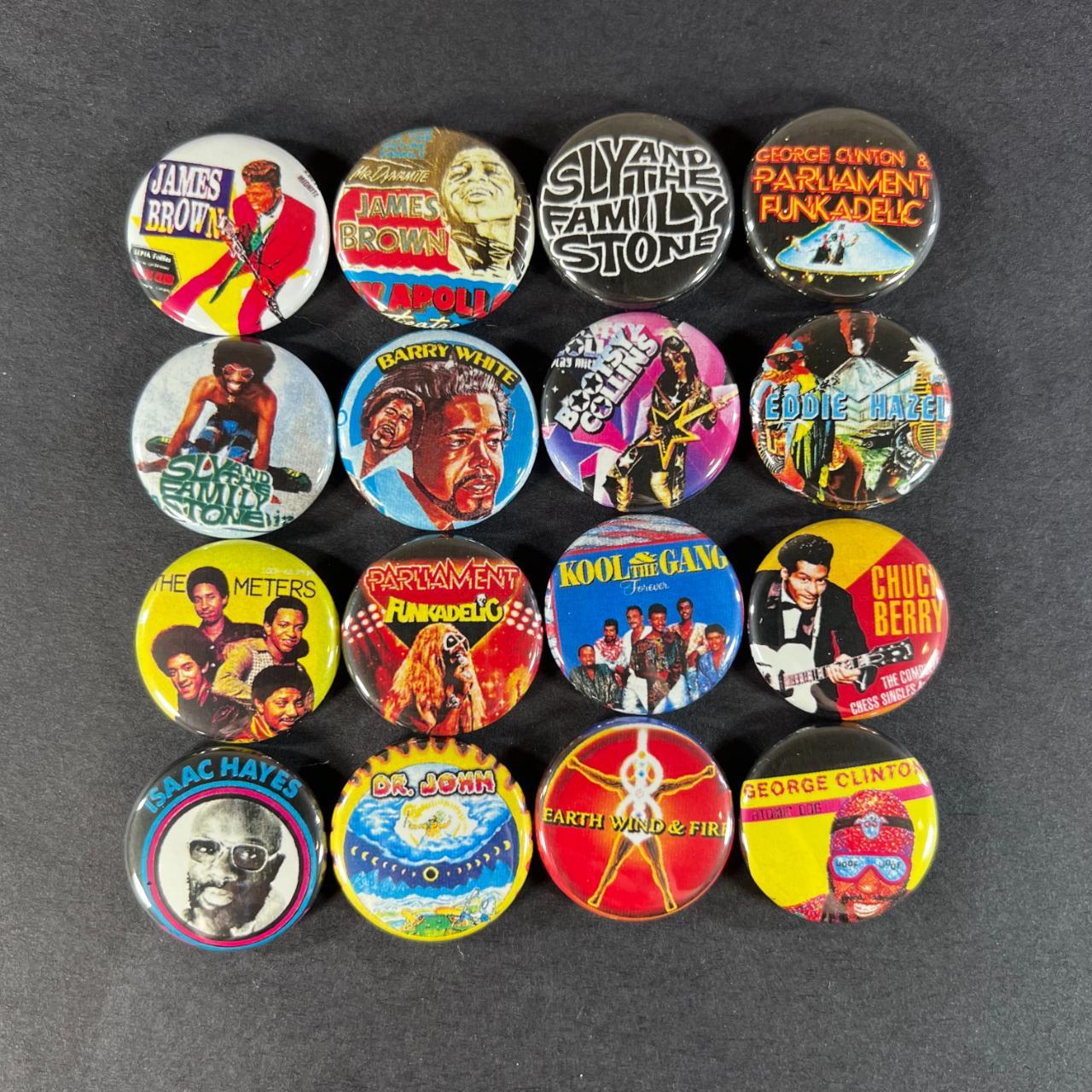 Old School Funk and Soul 1" Button Pin Set (16 Pins... | Depop