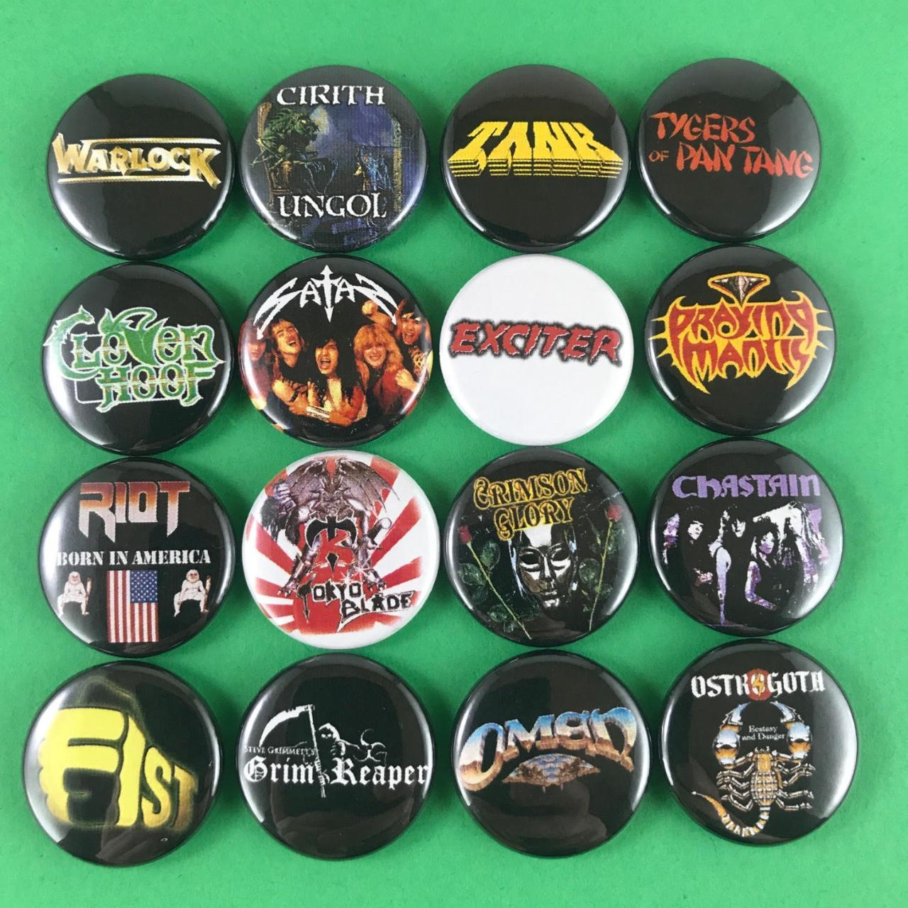 Classic Heavy Metal 1" Button Pin Set 1 NWOBHM Omen... - Depop