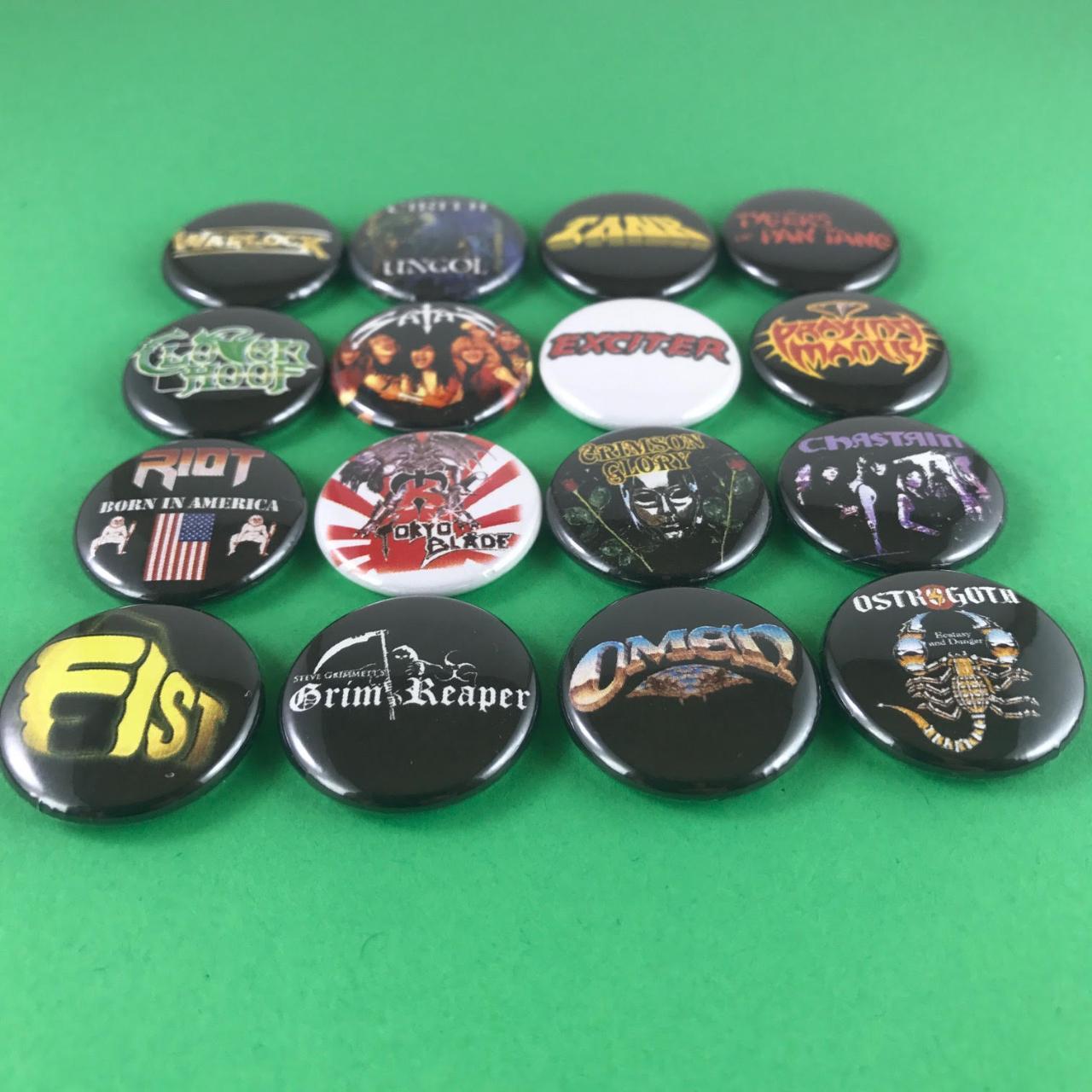 Classic Heavy Metal 1" Button Pin Set 1 NWOBHM Omen... - Depop