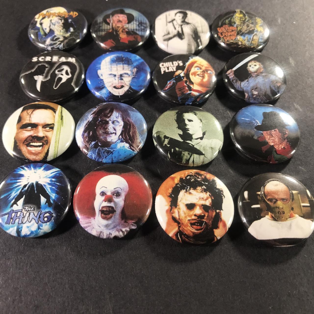 Horror Icons 1” Button Set (Set includes all 16 pins... - Depop