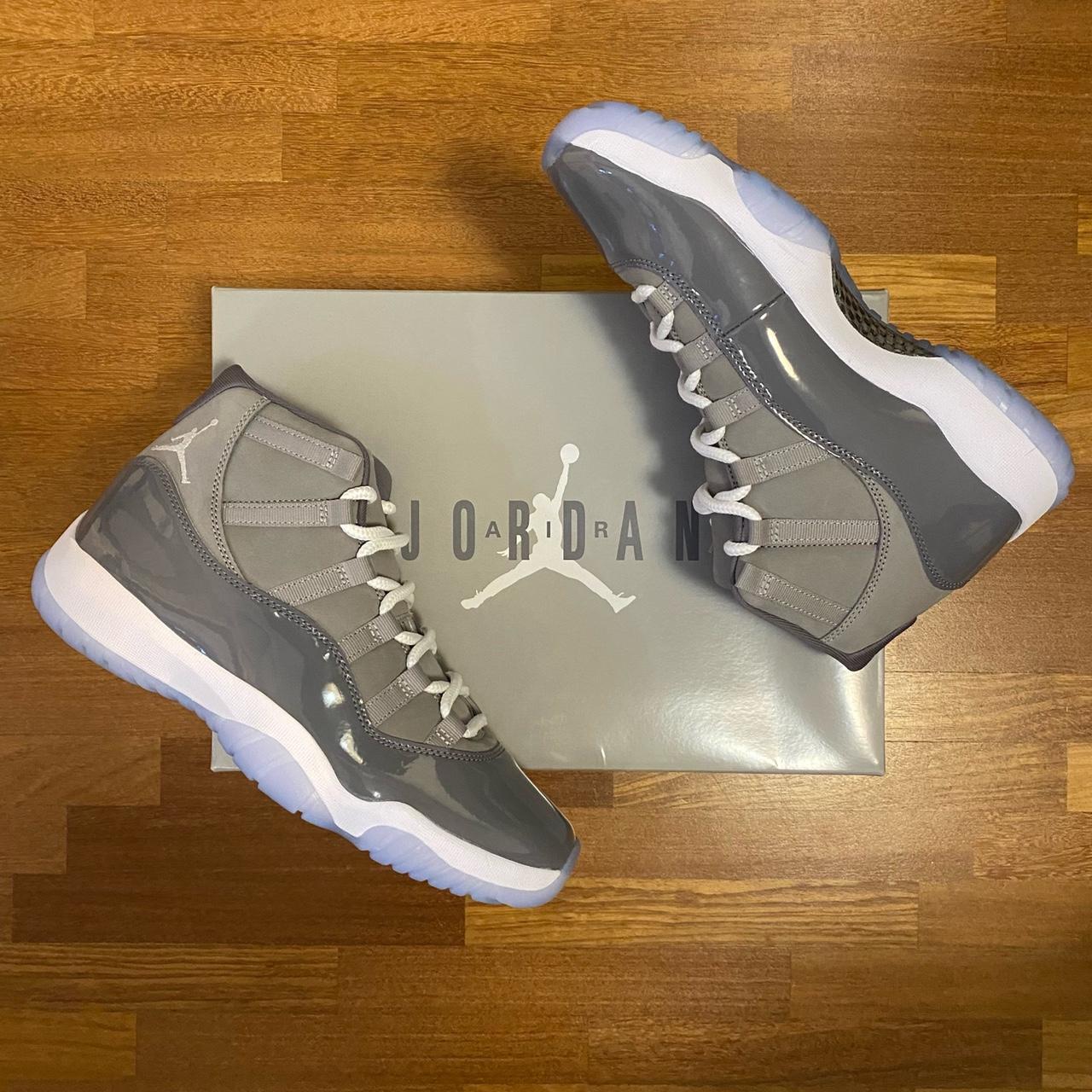 Jordan Men's Grey and White Trainers | Depop