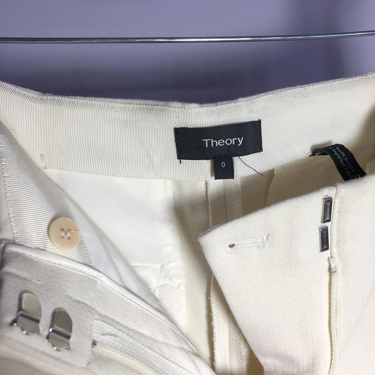 THEORY White Bell Bottom Pants Condition: 8/10, Has... - Depop