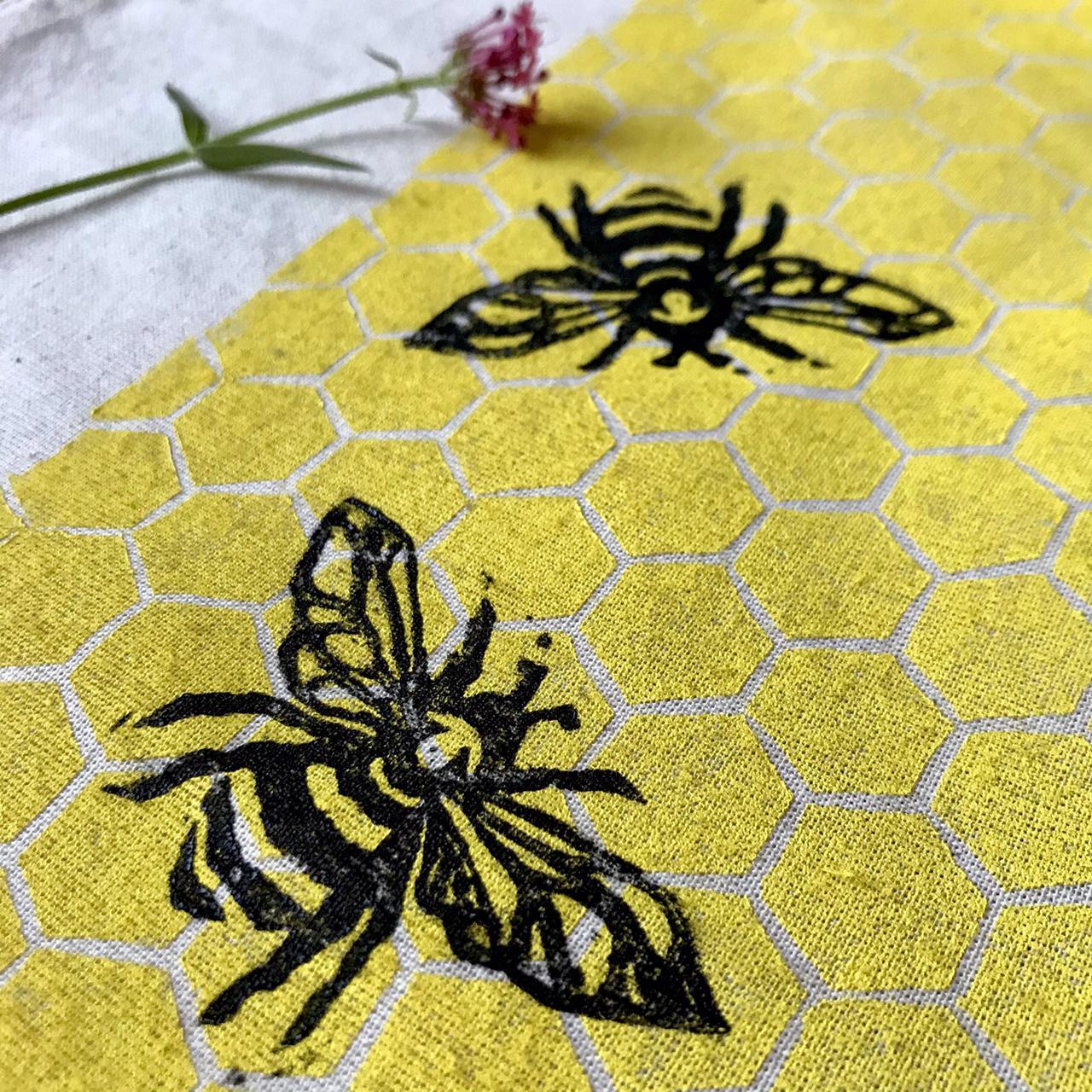 🐝 Handmade Bee Hive Tote Bag A4 Handprint Cotton Bag... - Depop